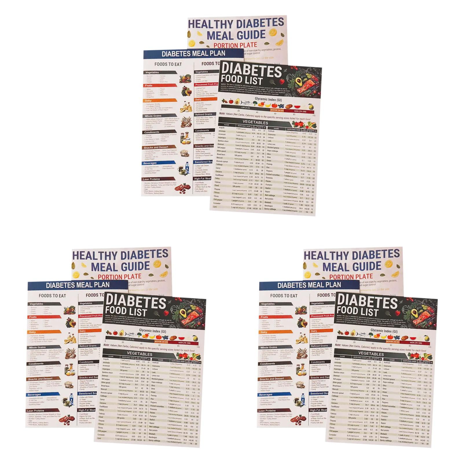 3 Pcs Diabetes Food List, Printable Diabetic Food Chart Brochure, Meal ...