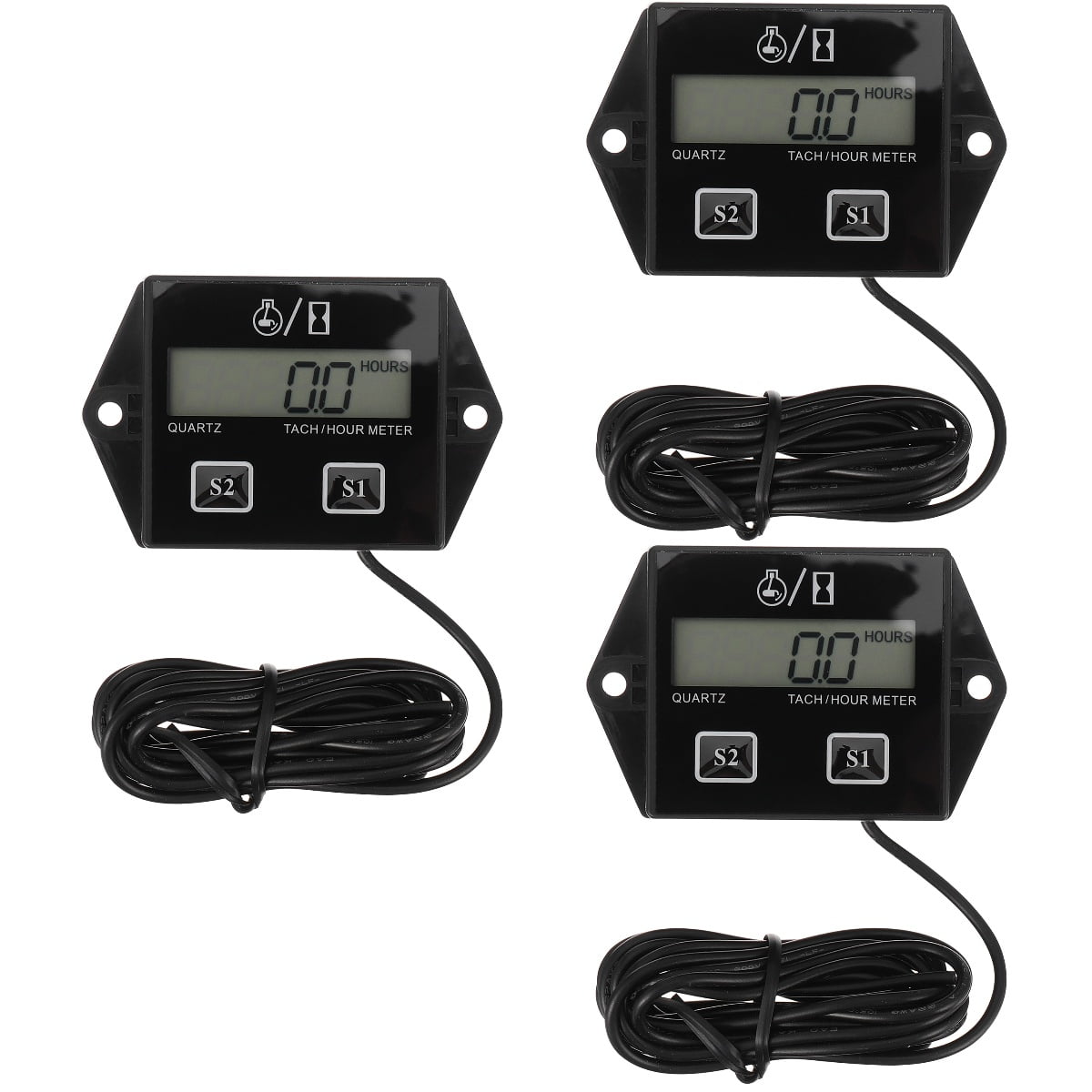 3 Pcs Digital Hour Meters Electronic Tachometer Motorcycle Abs ...