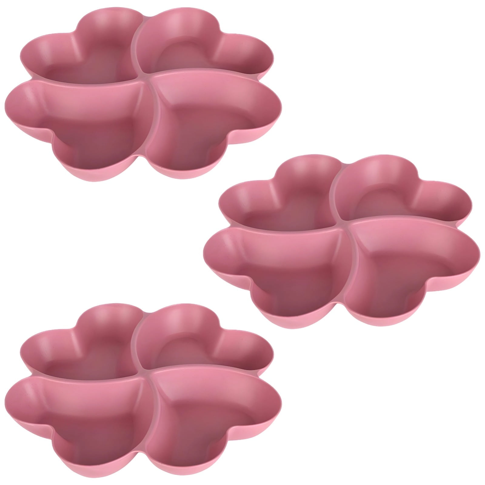 3 Pcs Divided Serving Trays, Pink Sectioned Fruit Candy Trays, Heart ...
