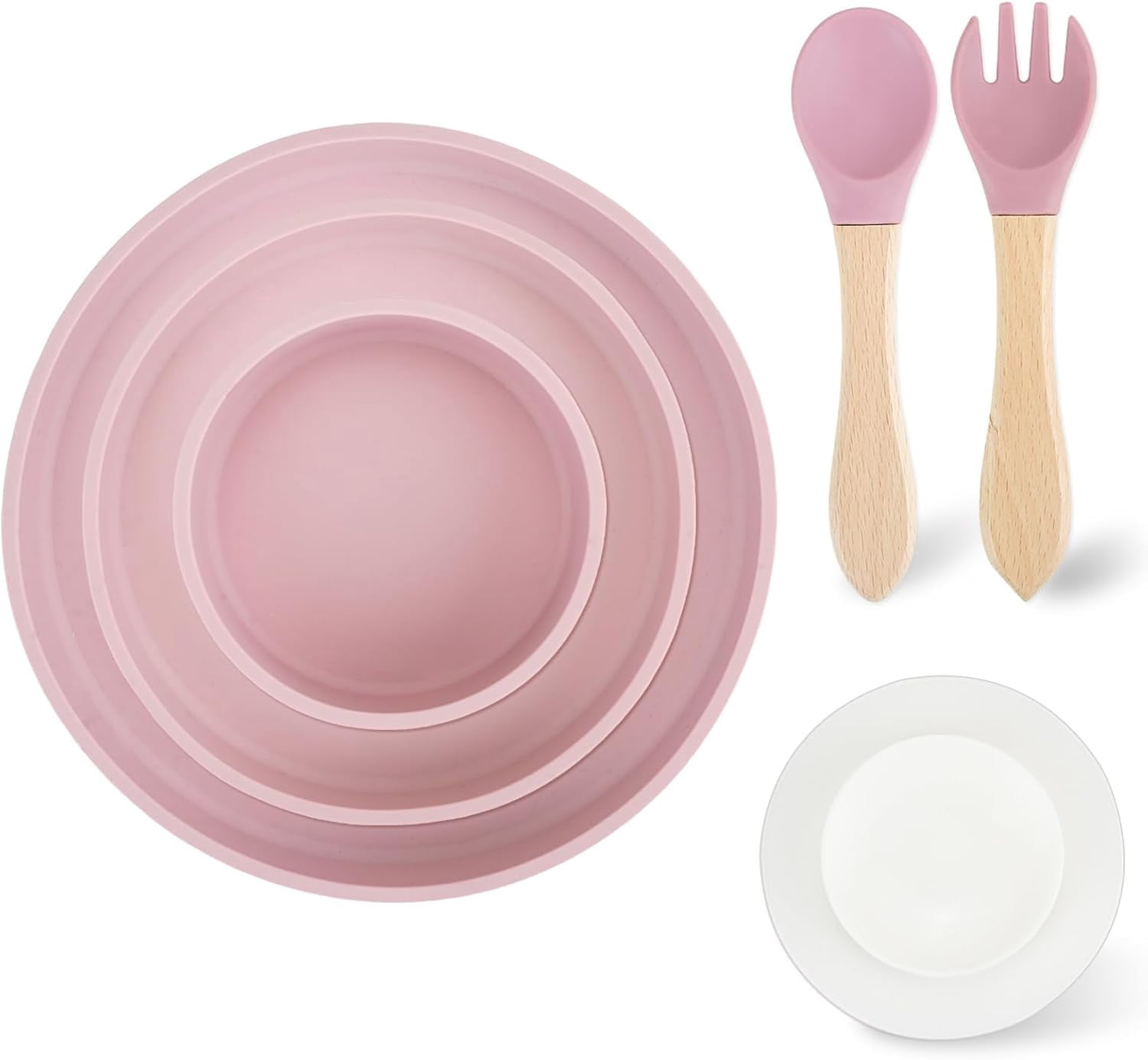 3 Pcs Divided Silicone Bowls with Suction, Removable Cutlery Plates and ...