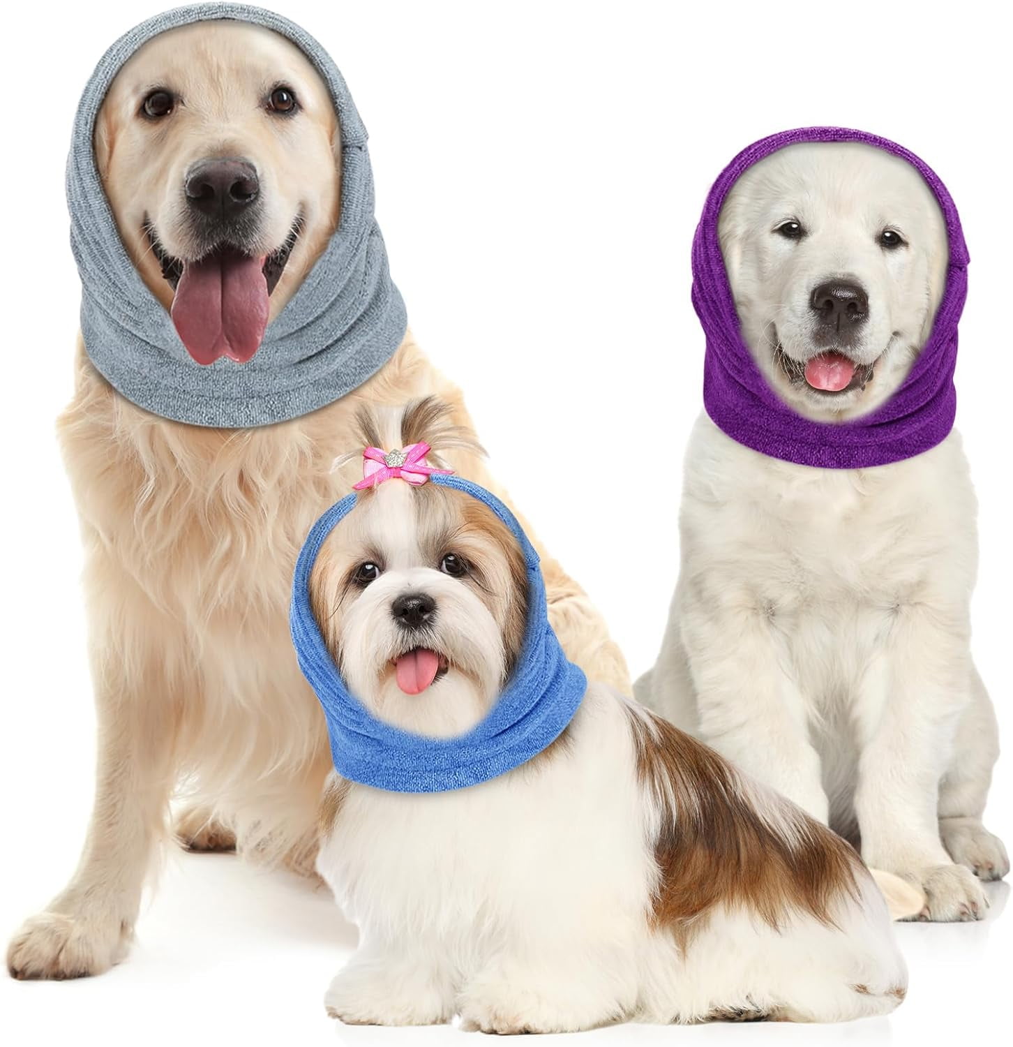 3 Pcs Dog Ear Covers for Bath Dog Ear Muffs Noise Protection Thicken Dog Head Wrap 3 Size Quiet ...