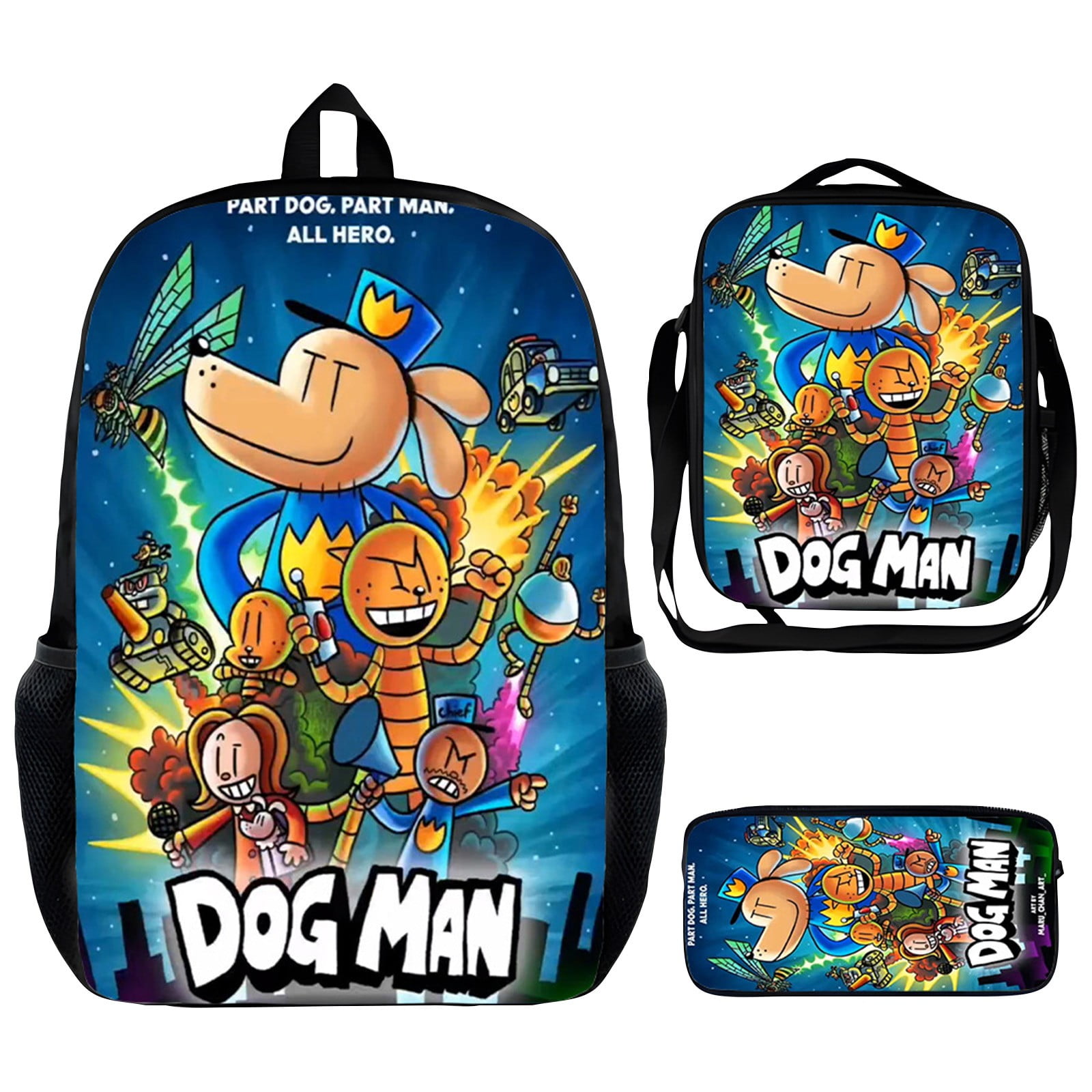 3 Pcs Dog Man Backpack, Cartoon Dogman Back Pack for Back to School ...