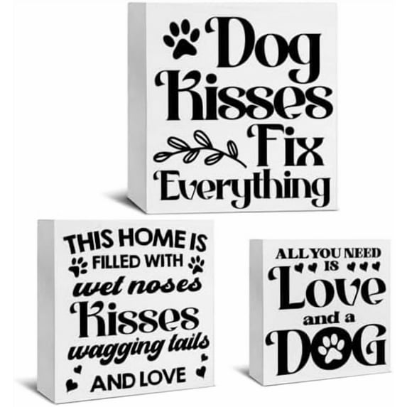 3 Pcs Dogs Wood Signs Decor Dog Lover Wood Block Sign Farmhouse Dog ...