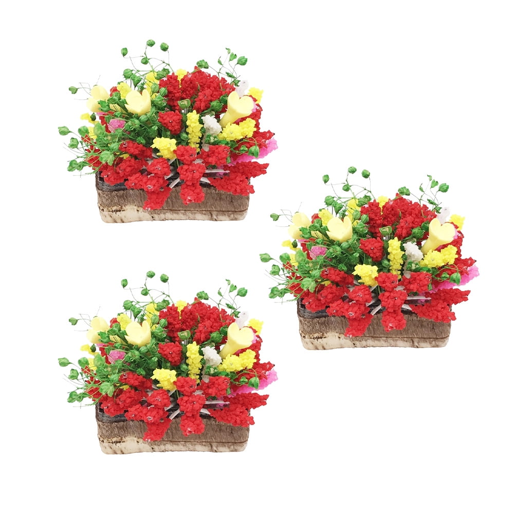 3 Pcs Doll House Potted Plant Worry-free Plants Miniature Garden Flower ...
