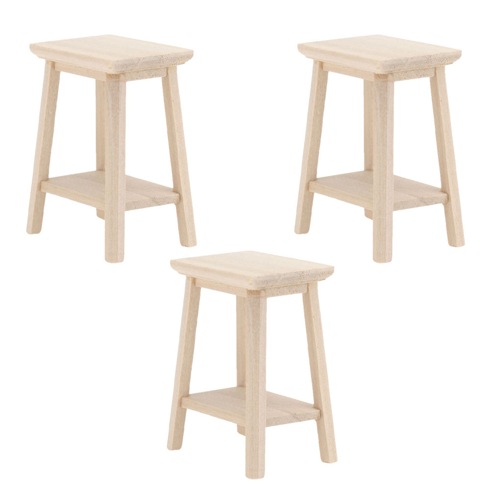 3 Pcs Dollhouse Stool Furniture Miniature Wood Stool Mini Stool Doll ...