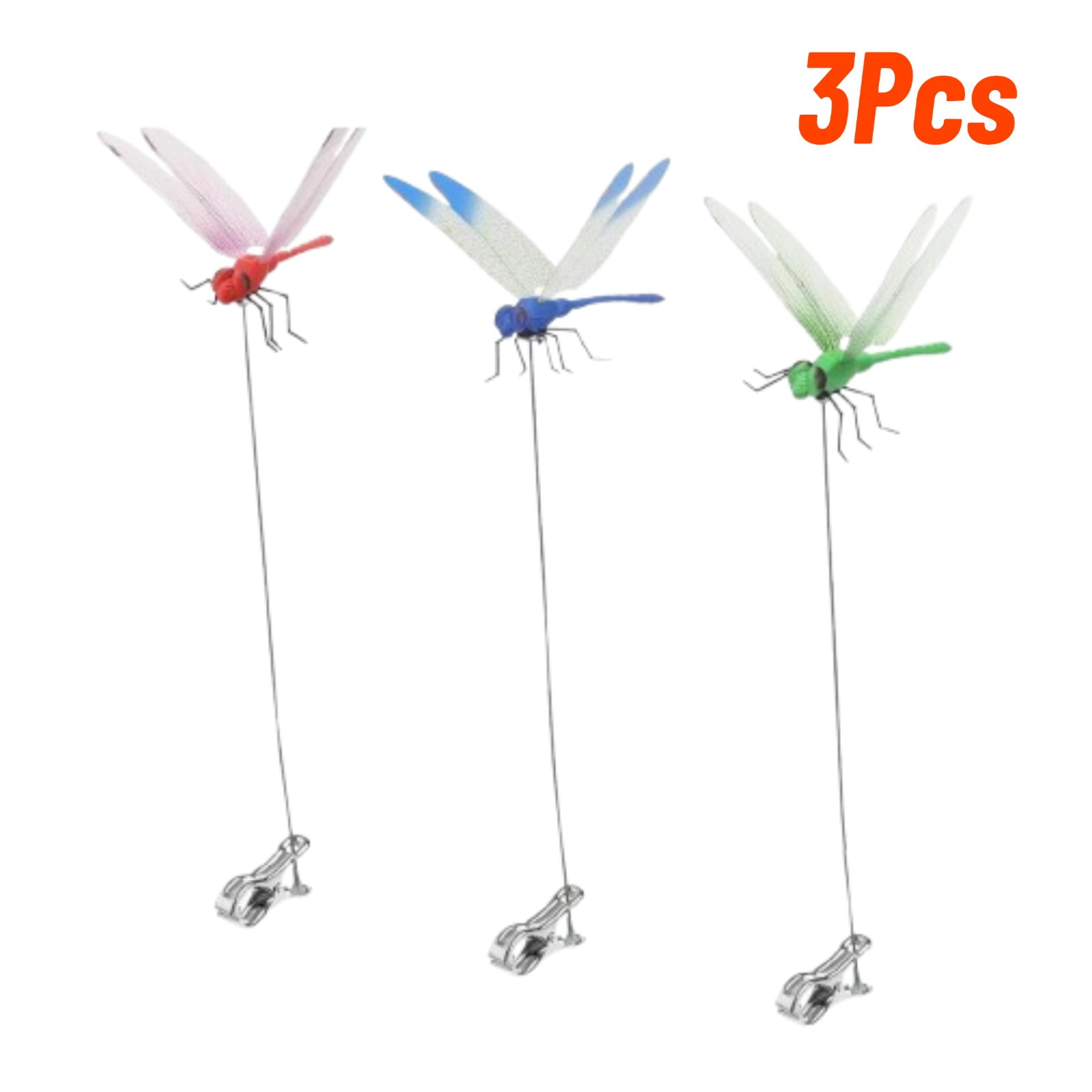 3 Pcs Dragonfly Clips 3D Simulation Dragonfly Pole for Outdoor Indoor ...