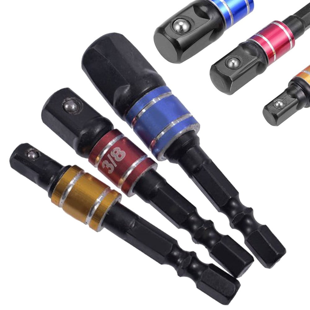 3 Pcs Drill Socket Adapter Impact Driver with Hex Shank Extension Bar 1 ...
