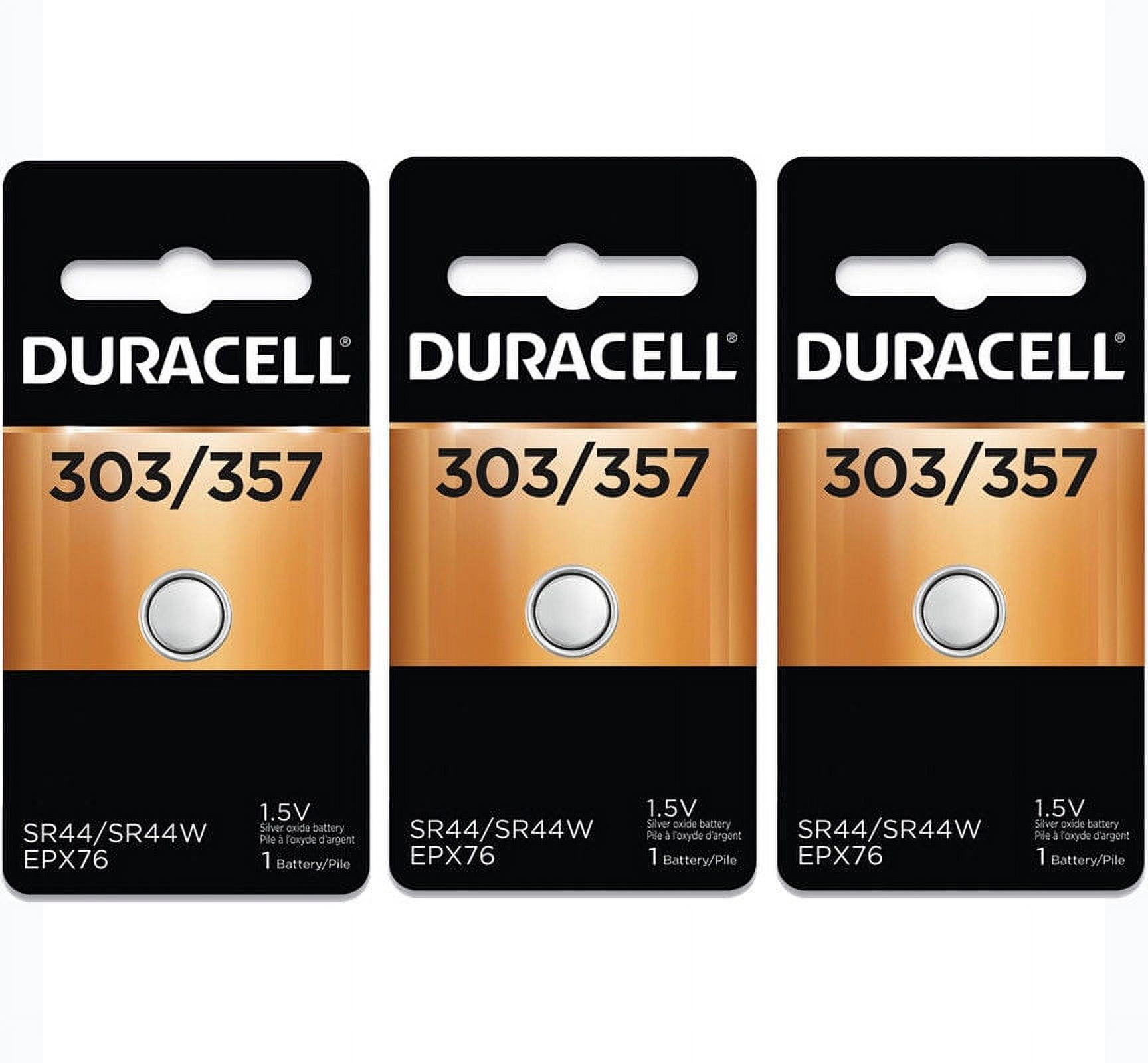 3 Pcs Duracell 357 303 A76 PX76 SR44W/SW LR44 AG13 Silver Oxide Battery ...