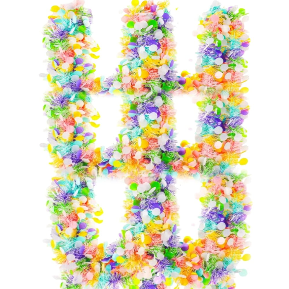 3 Pcs Easter Tinsel Garlands Colorful Eggs Bunny Spring Garland Twist ...