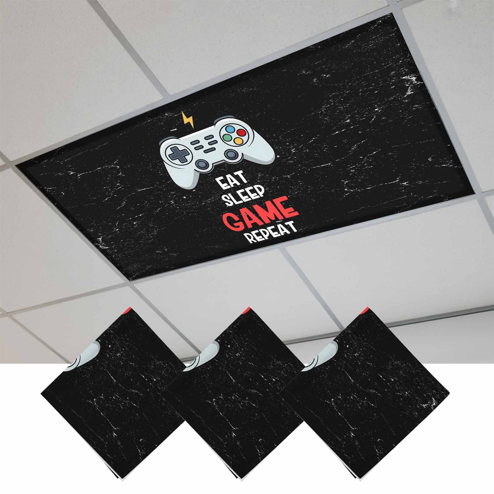 3 Pcs Eat Sleep Game Repeat Fluorescent Light Covers Cartoon Game ...