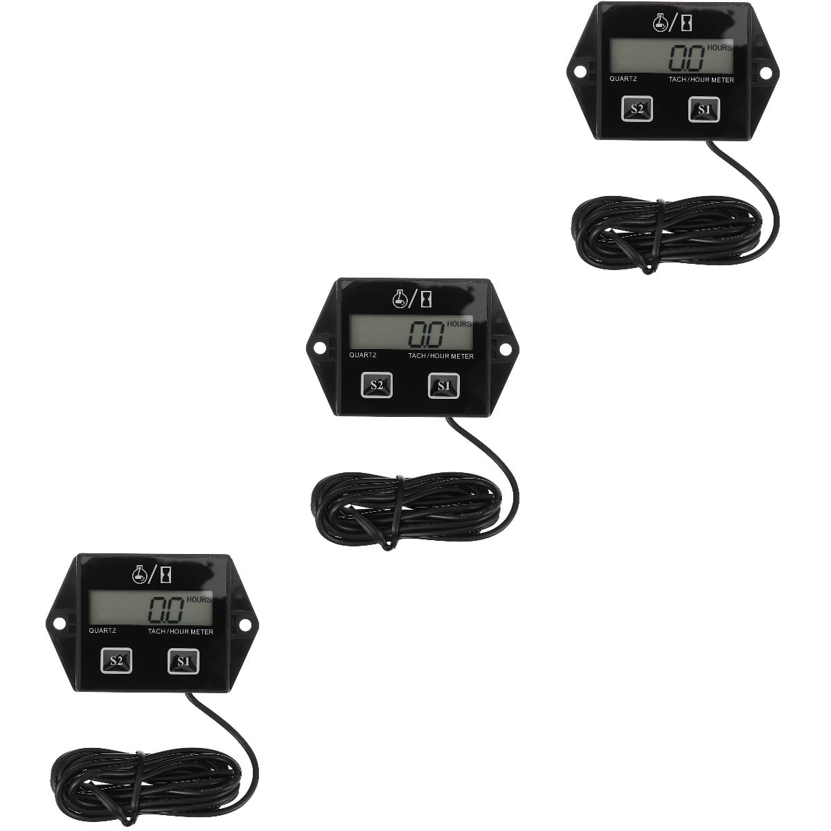 3 Pcs Electronic Tachometer Vibration Hour Motorcycle Abs - Walmart.com