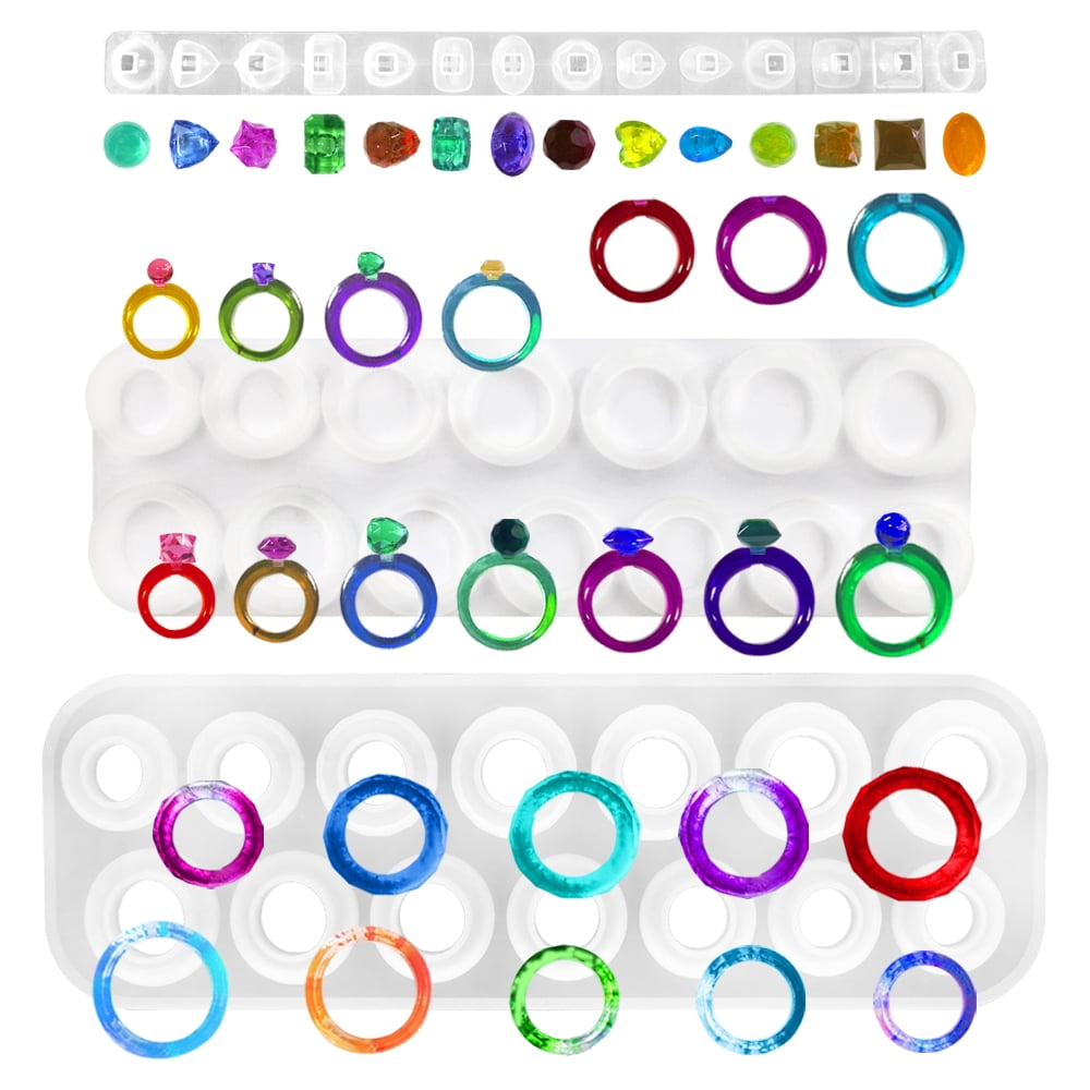 3 Pcs Epoxy Resin Ring Mold, SENHAI Silicone Ring Molds Diamond Jewelry ...