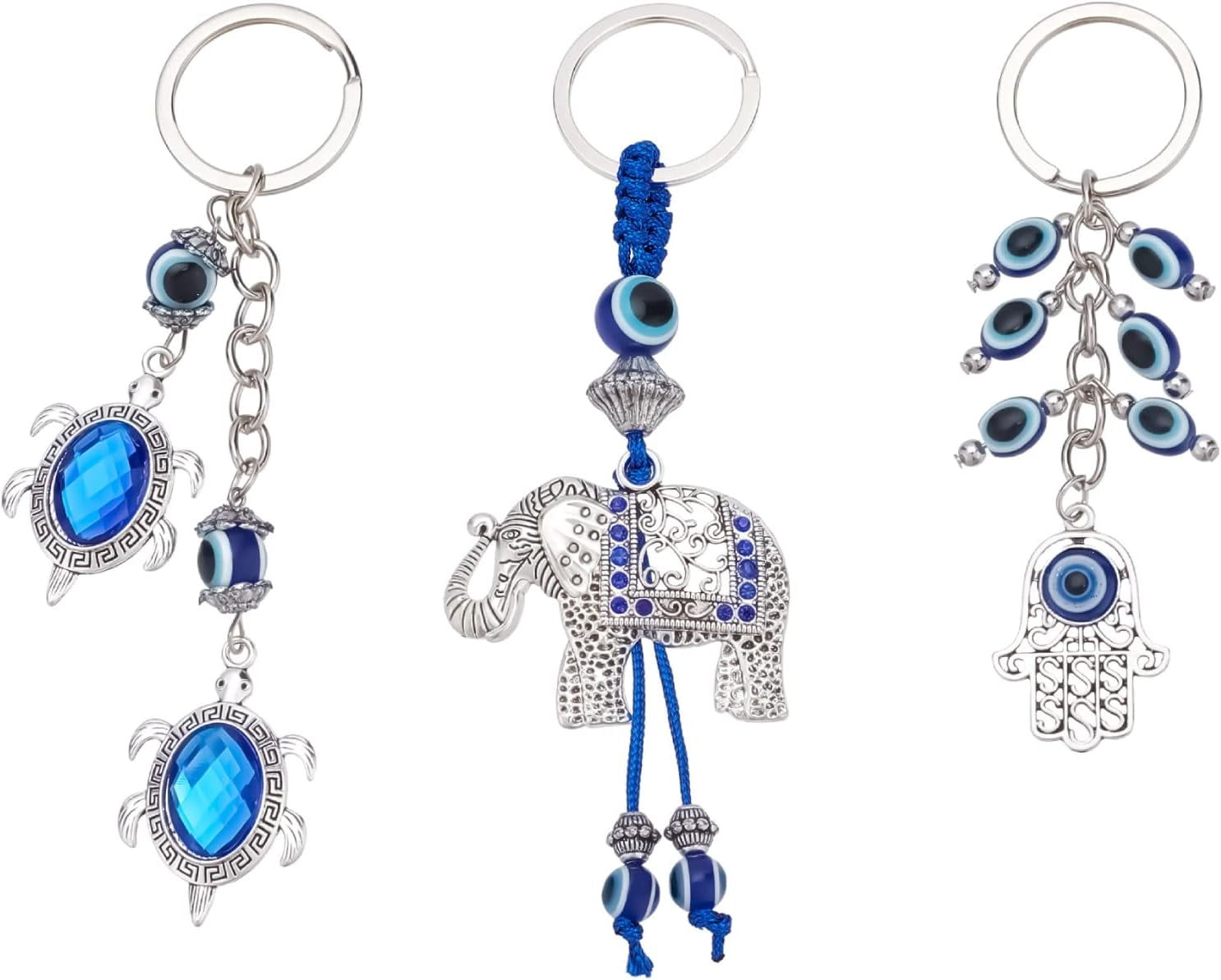 3 Pcs Evil Eye Amulet Lucky Charm Keychain Decorative Car Hanging ...