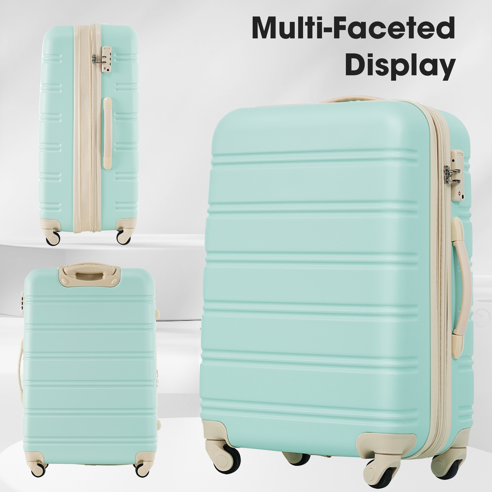 3 Pcs Expandable ABS Hardside Luggage Set wSpinner Wheel Suitcase TSA ...