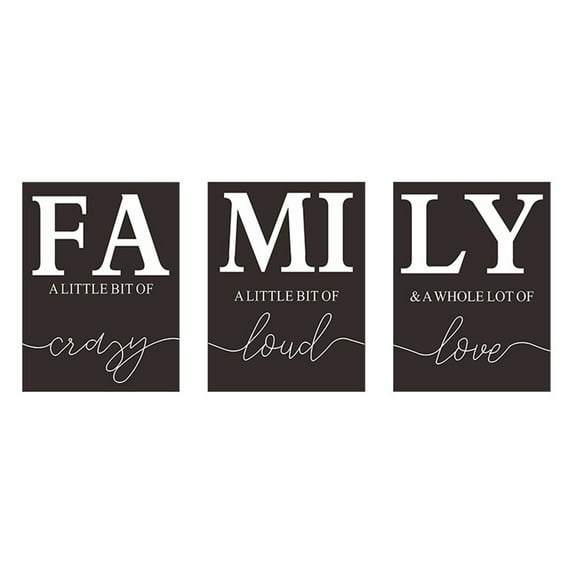 3 Pcs FAMILY - Black & White Motivational 12x16 Inch Wall Art for ...