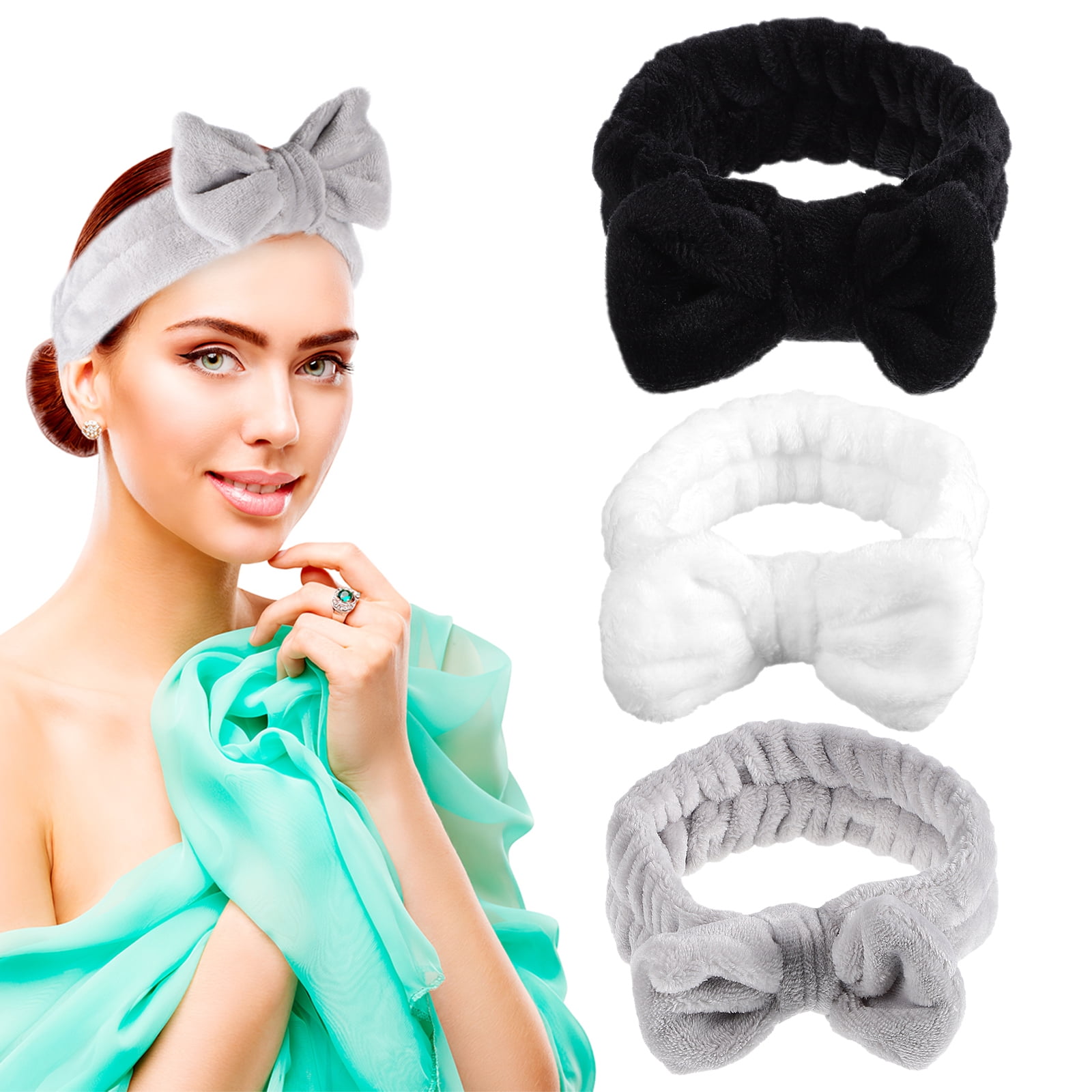 3 Pcs Coral Fleece Headbands for Facial Care Spa Accessories Assorted ...