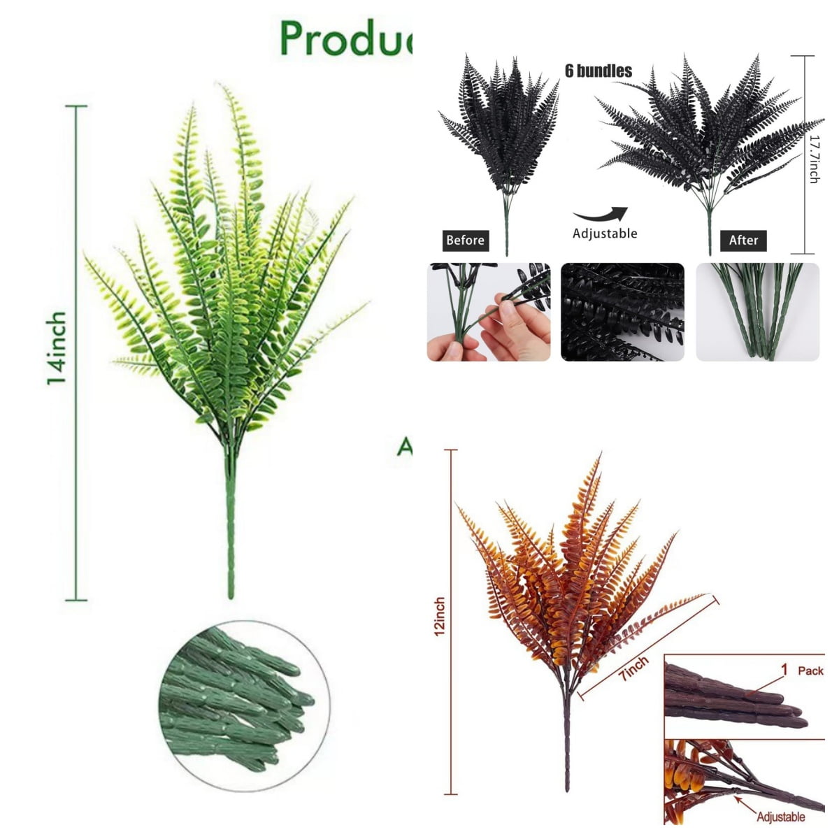 3 Pcs False Persian leaf Plant bundle, Artificial Greenery Stems Fake ...