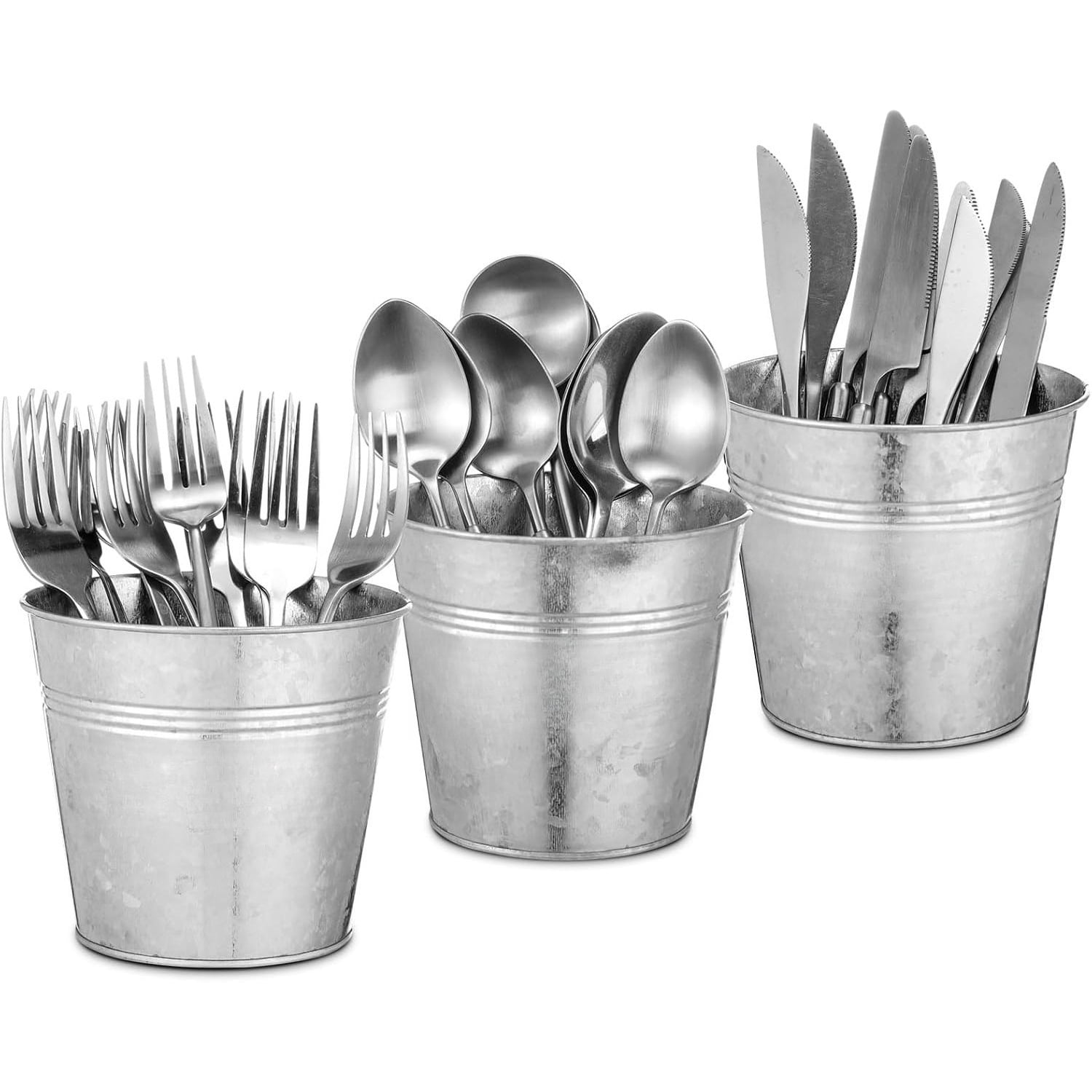 3 Pcs Farmhouse Silverware Holder Countertop Metal Cooking Utensil ...