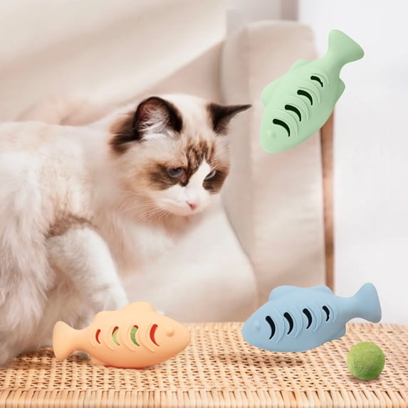 3 Pcs Fish Cat Toy Dispenser with Catnip for Play, Chewing, Teething ...
