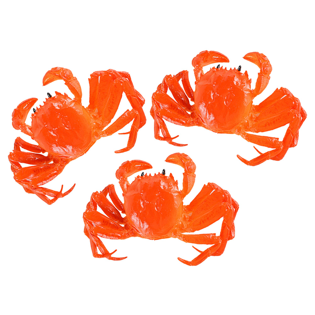 Realistic Simulation Crab Model Decoration 3Pcs Orange PVC Toy for ...