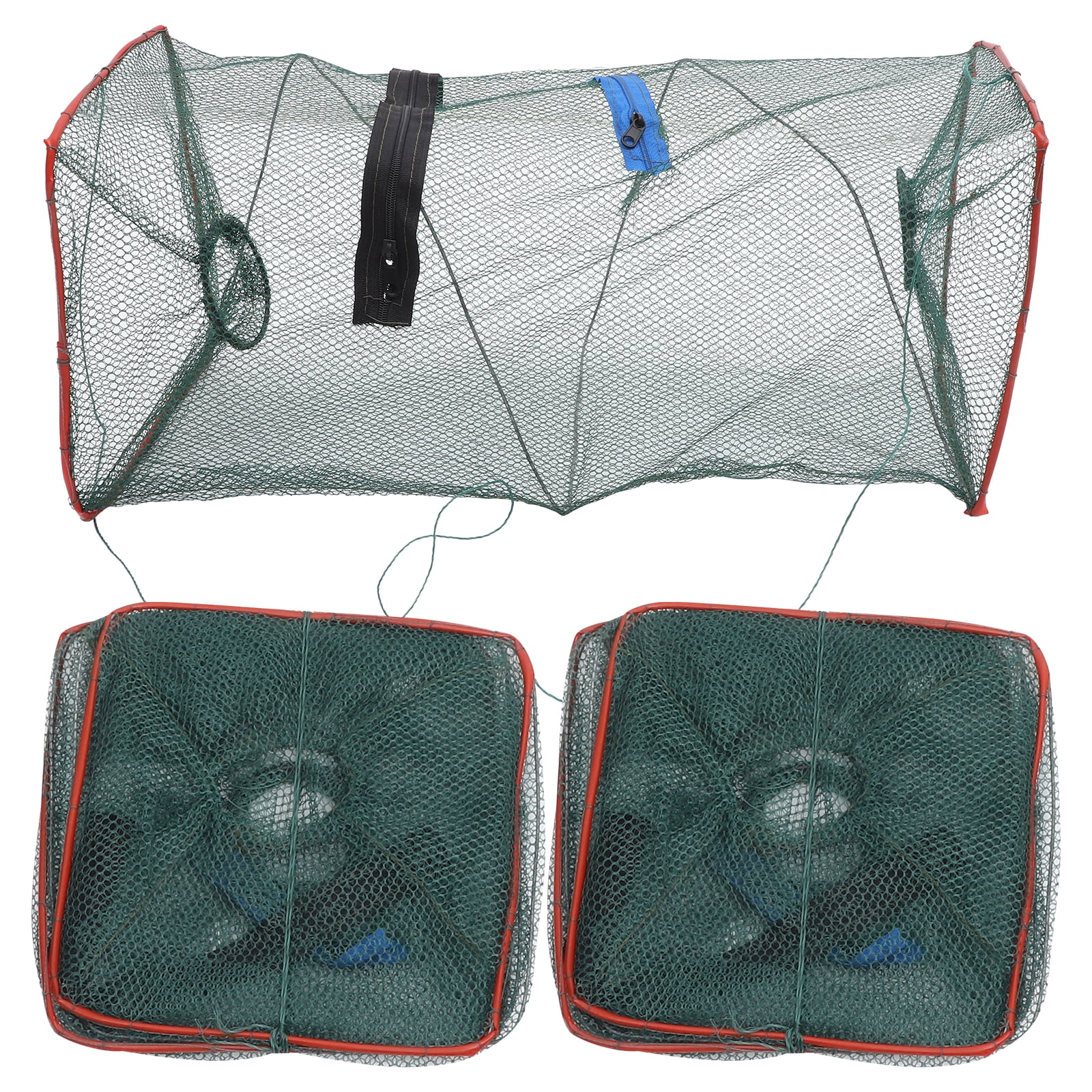 BusSunset 3Pcs Outdoor Crab Trap Portable Lobster Bait Trap Collapsible Crawfish Cast Net ...