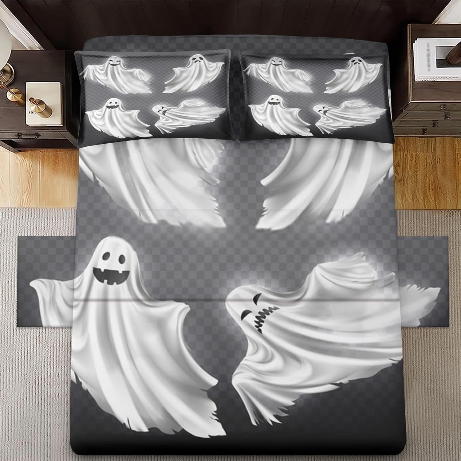 3 Pcs Fitted Sheet Set Size with Deep Pocket, Dead Colorful Sugar Skull ...