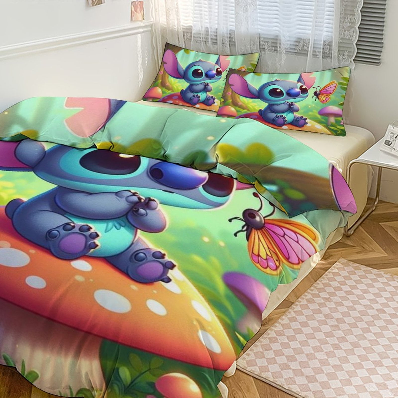 3 Pcs Fitted Sheet Set Stitch Bedding Set with Pillowcase for Kids And ...