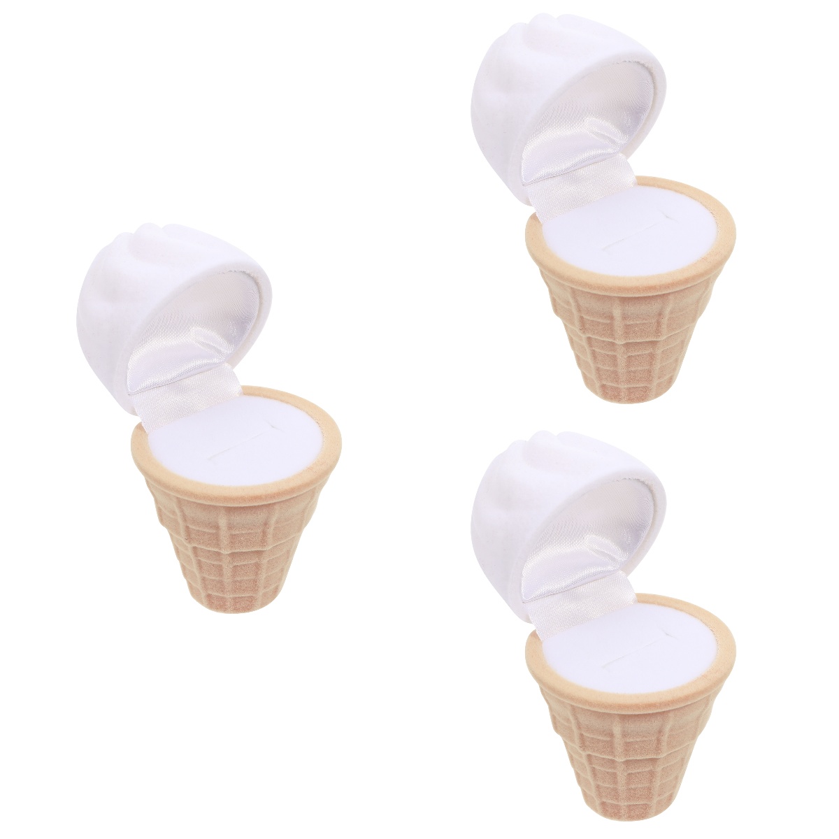 3 Pcs Flannel Valentines with Gift for Class Ice Cream Ring Box Conical ...