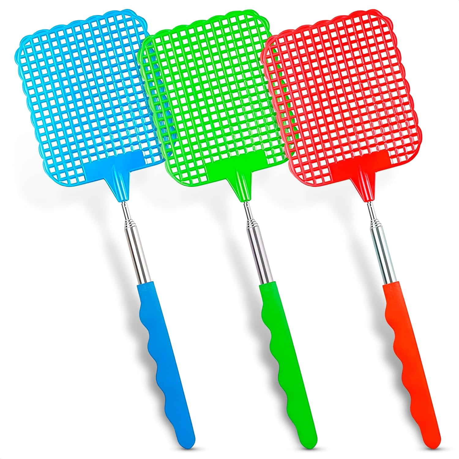 3 Pcs Fly Swatter for Indoors – 28.6" Telescoping Handle, Stainless ...