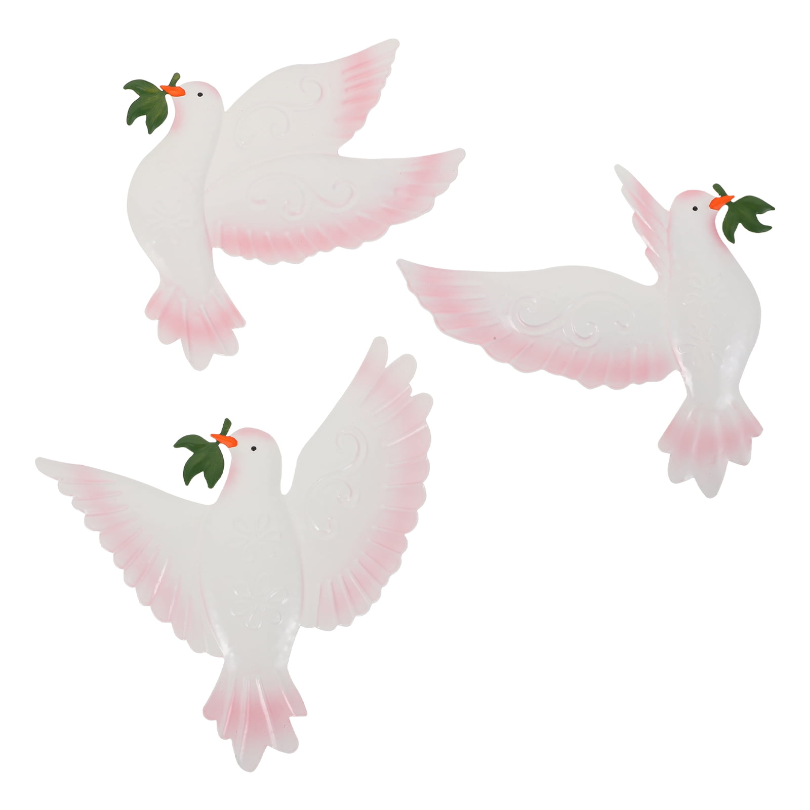 3 Pcs Flying Doves Decor Garden Ornaments Wall Wrought Iron Hanging ...