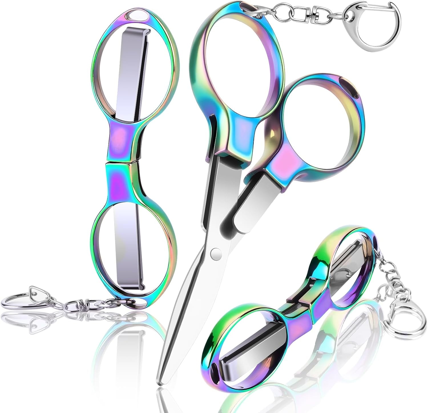 3 Pcs Folding Stainless Steel Portable Mini Badge Scissors with 3 ...