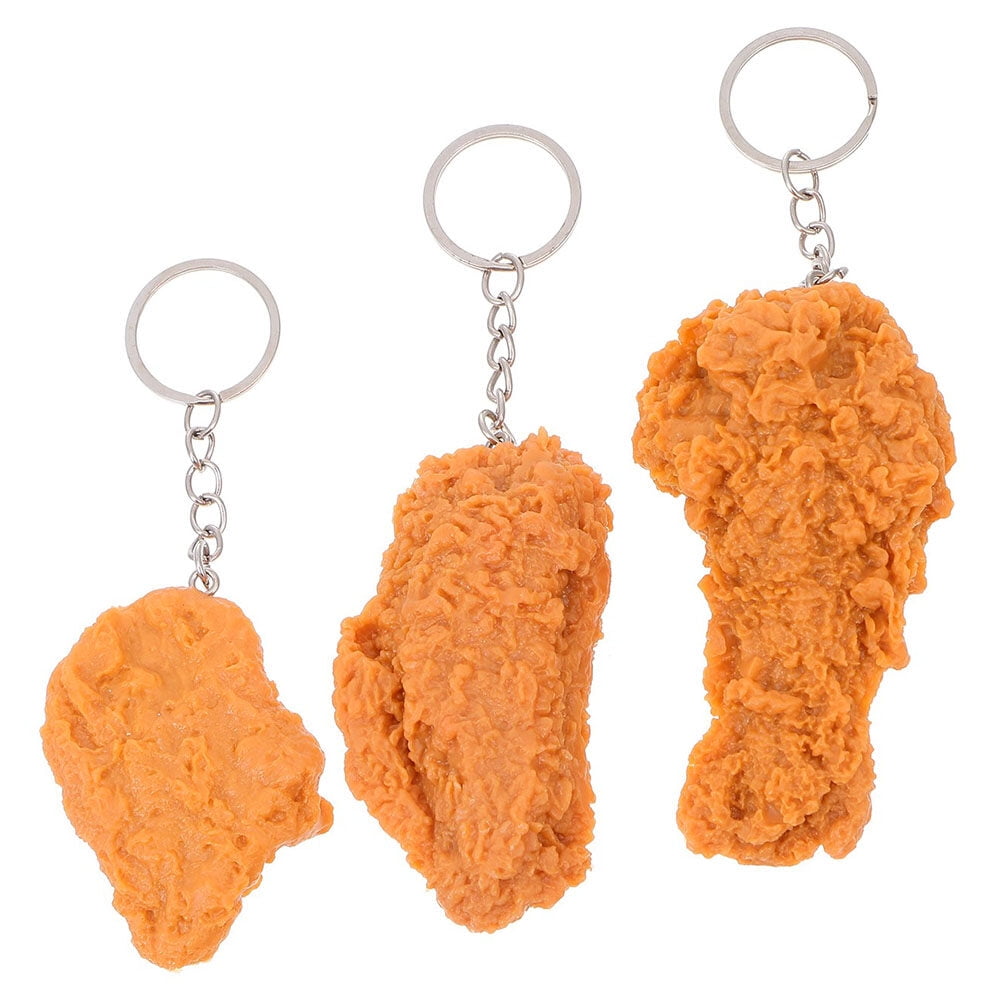 Fried Chicken Keychain Hanging Alloy Simulation Food Key Rings for ...