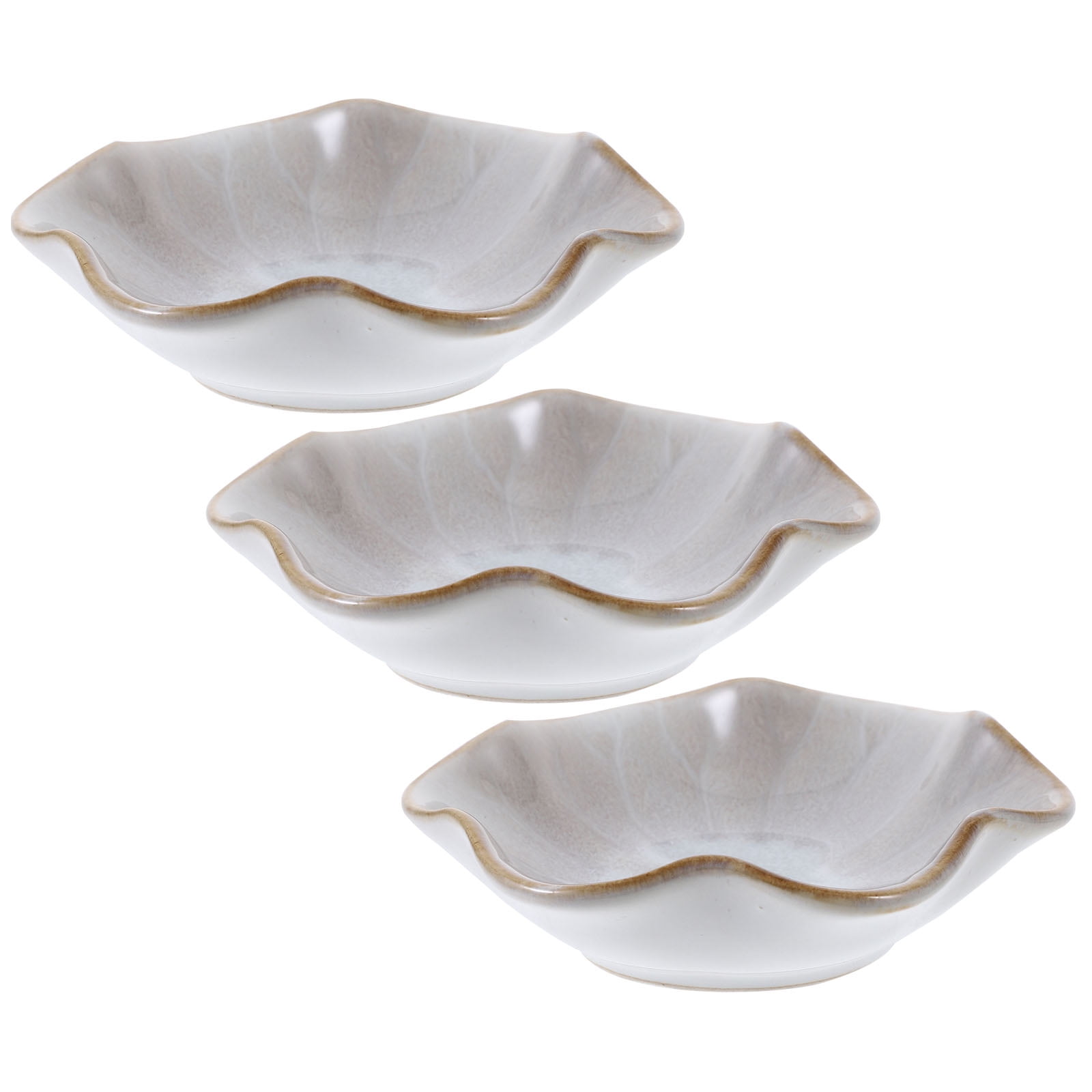 Clispeed Condiment Dish Seasoning Plate Ceramic Vintage White 3Pcs ...