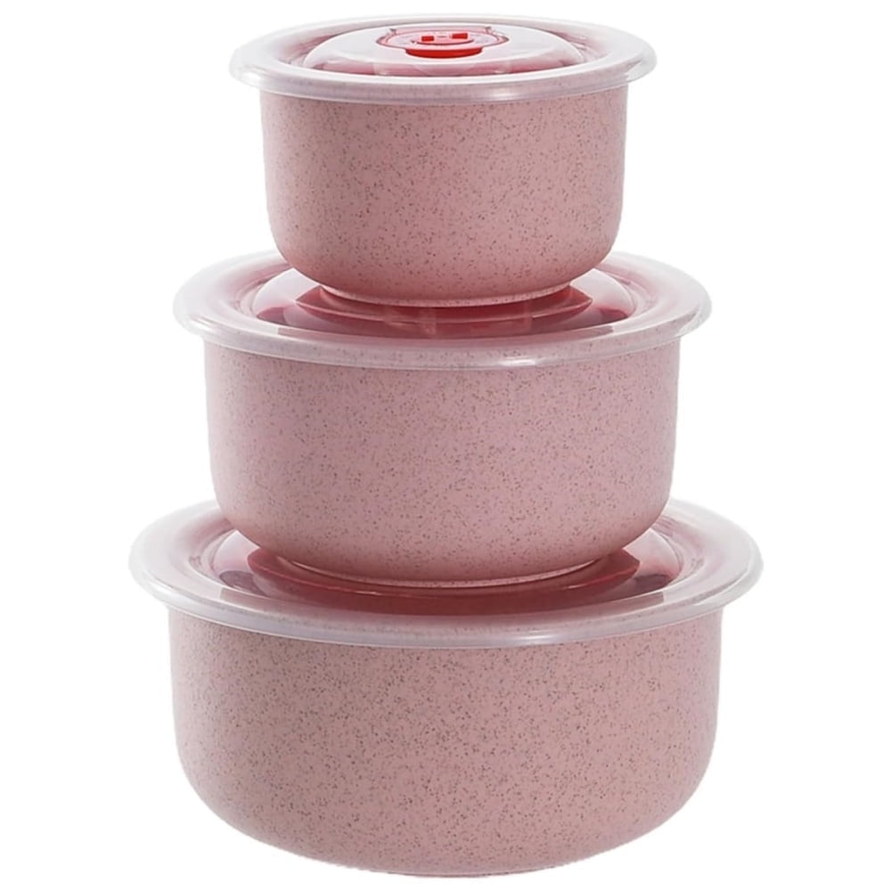 3 Pcs Food Storage Containers with Lids,Wheat Straw Dishware Plastic ...