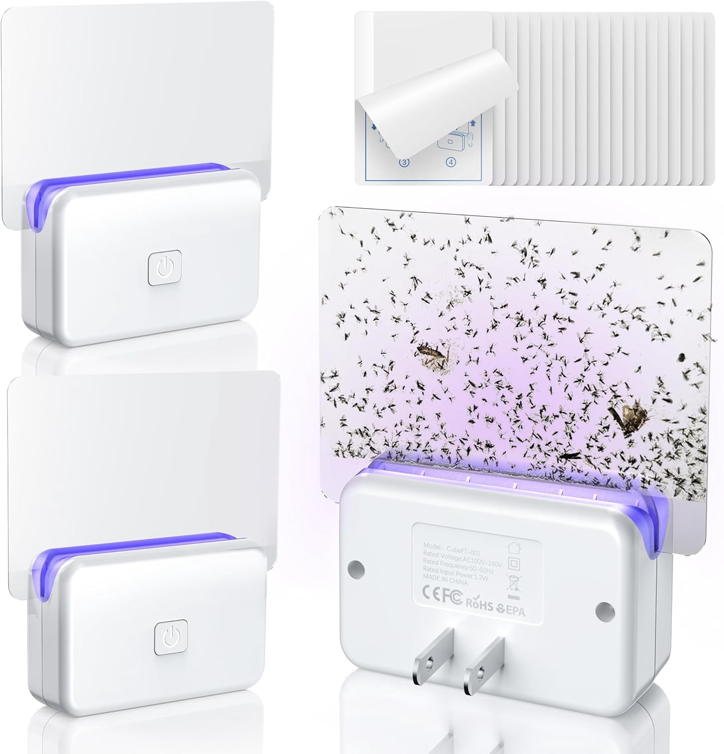 3 Pcs Fruit Fly Traps for Indoors (3 Device+20 Refills) Plug in Fly ...