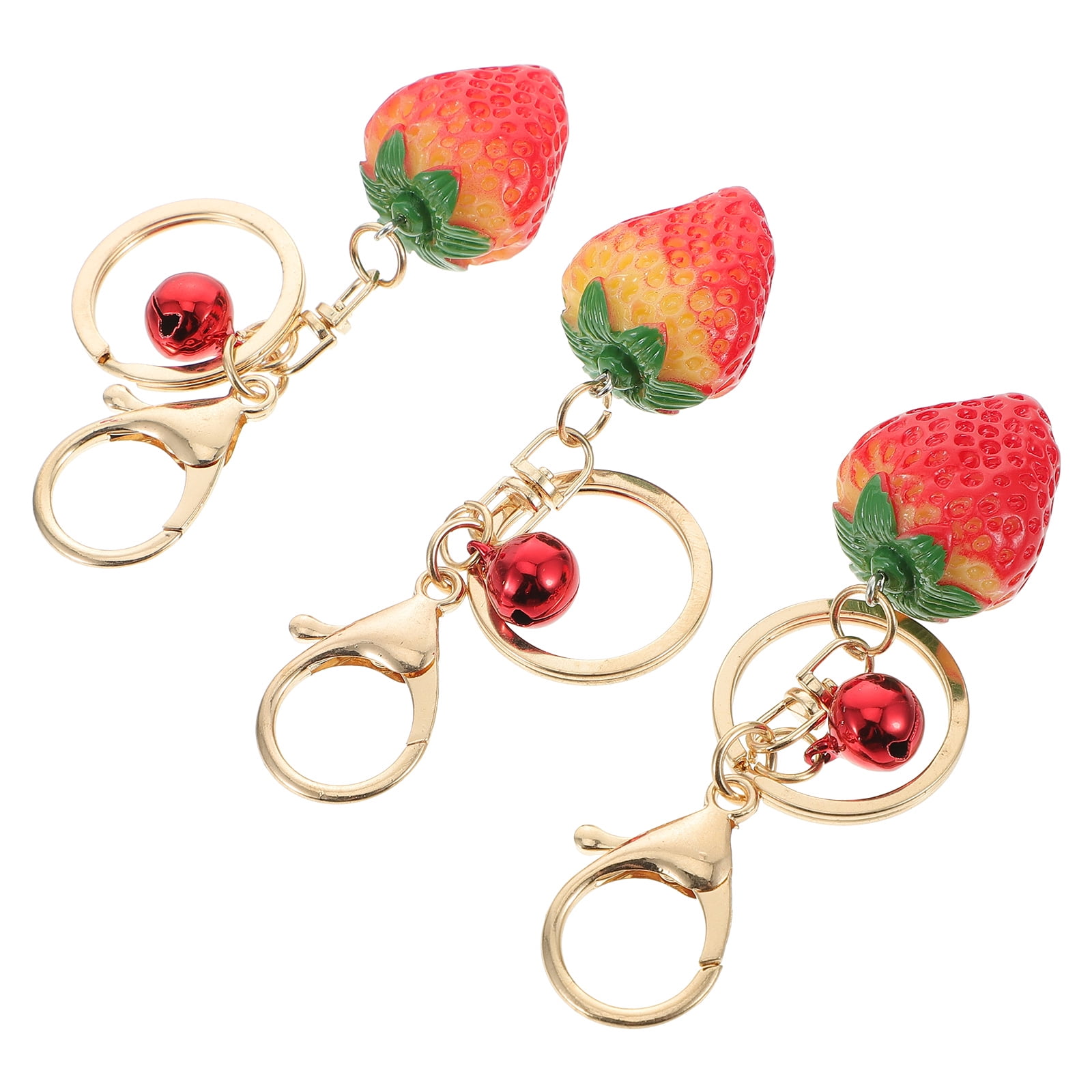 3 Pcs Fruit Pendant Keychain Strawberry Ornaments Assorted Color Miss ...