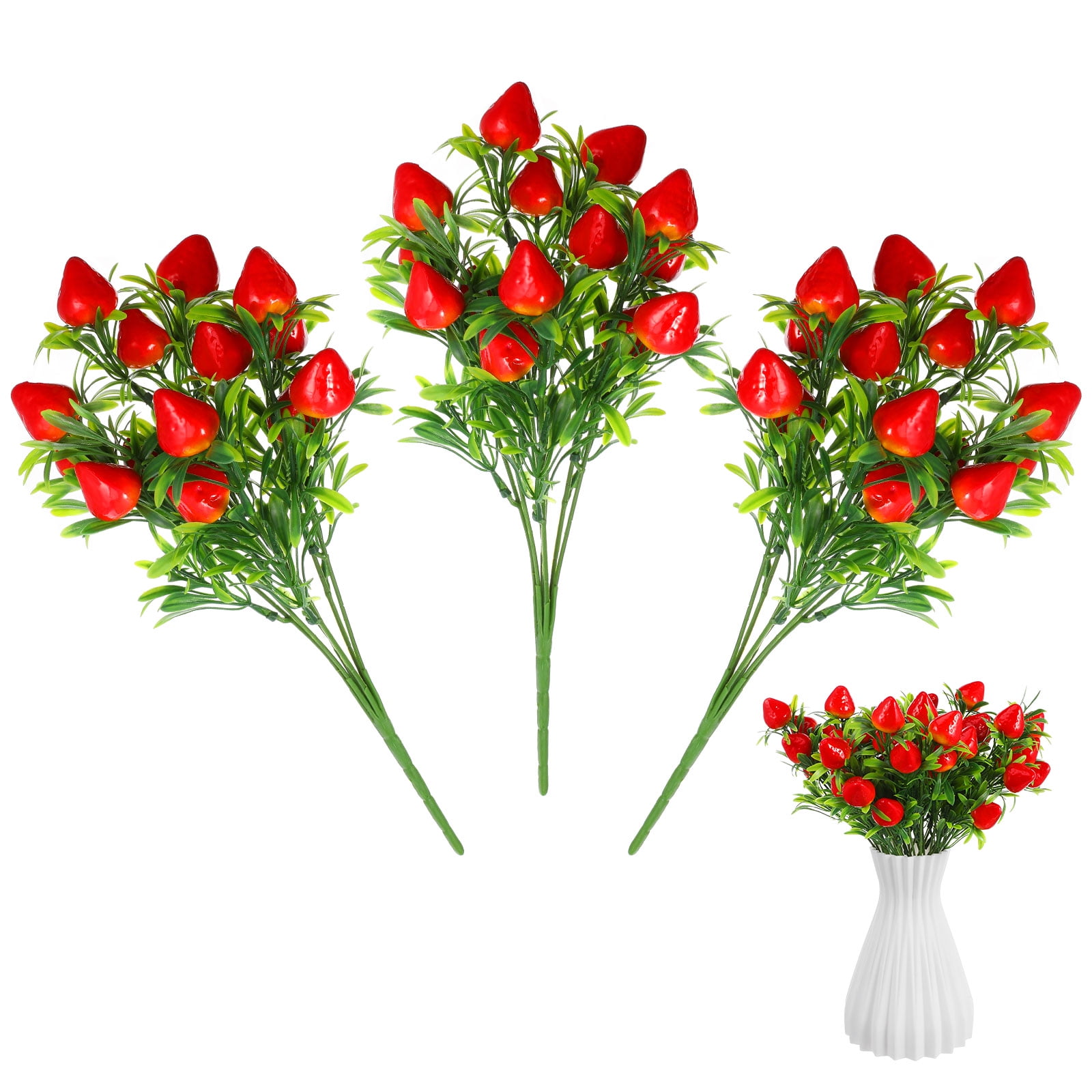 3 Pcs Fruit Stems Simulation Strawberry Bouquet Faux Lifelike - Walmart.com