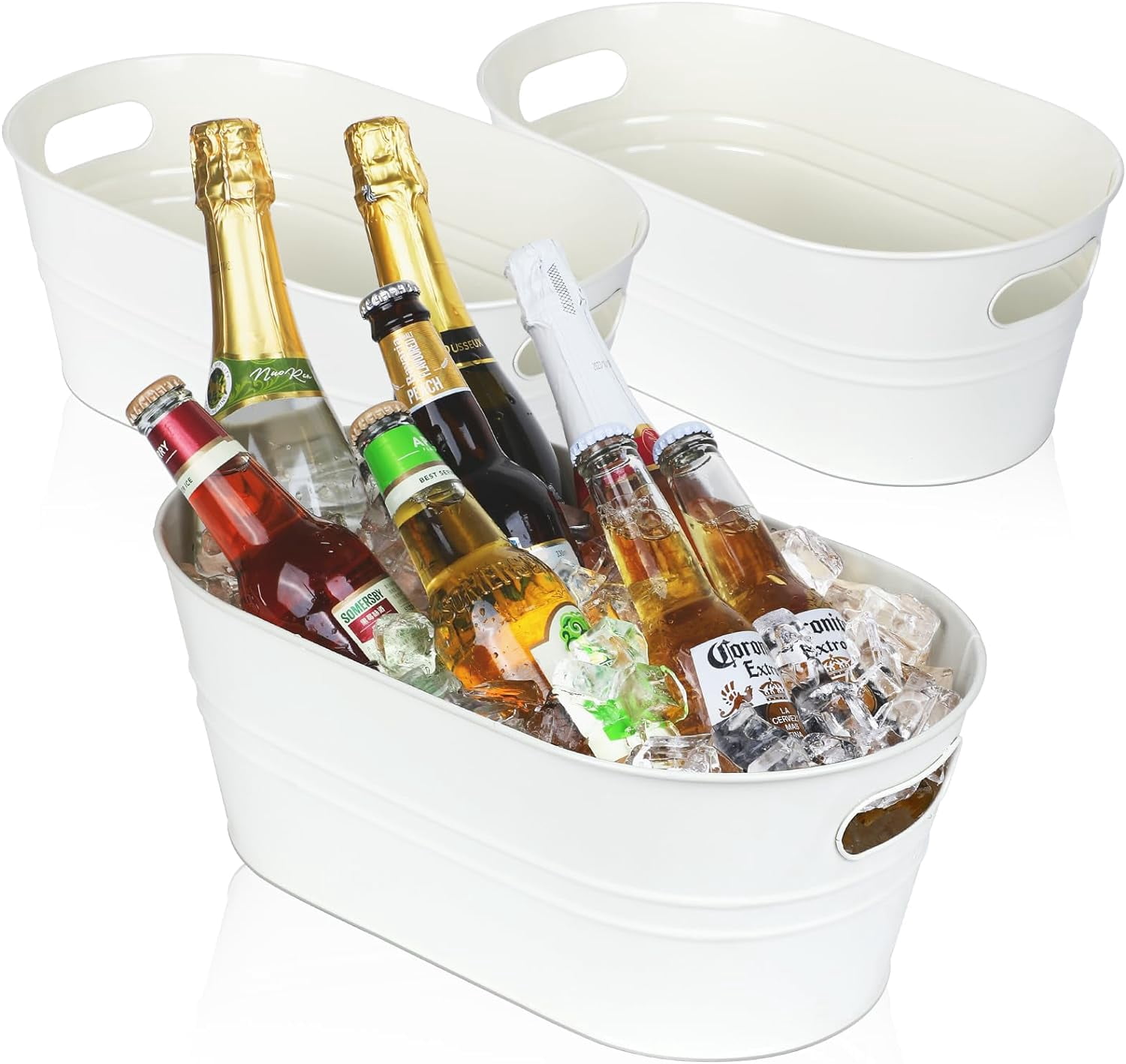3 Pcs Galvanized Tub 3 Gallon Ice Bucket Large Metal Bucket for Parties ...