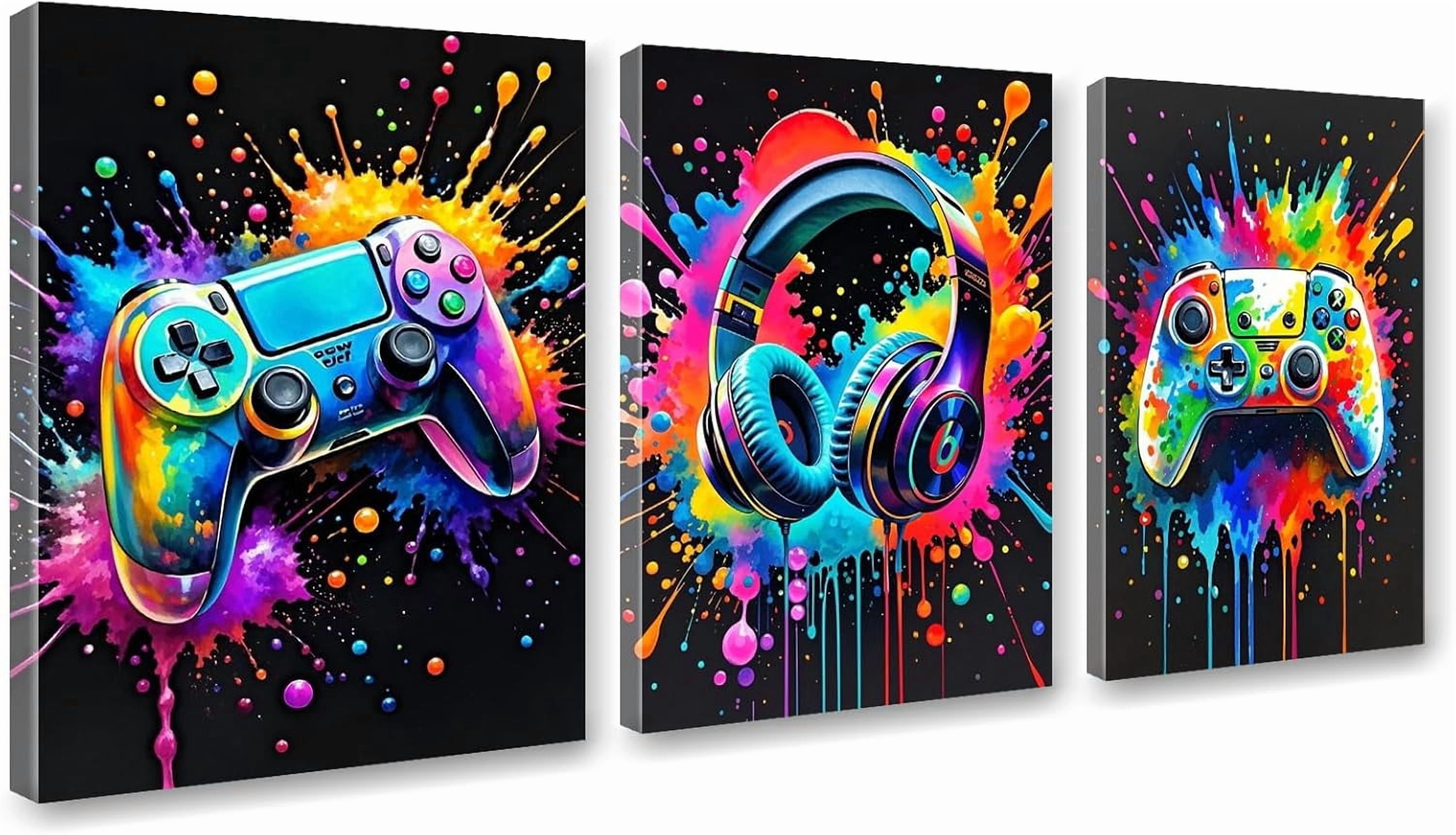 3 Pcs Gaming Room Wall Decor Game Canvas Wall Art Colorful Gaming ...