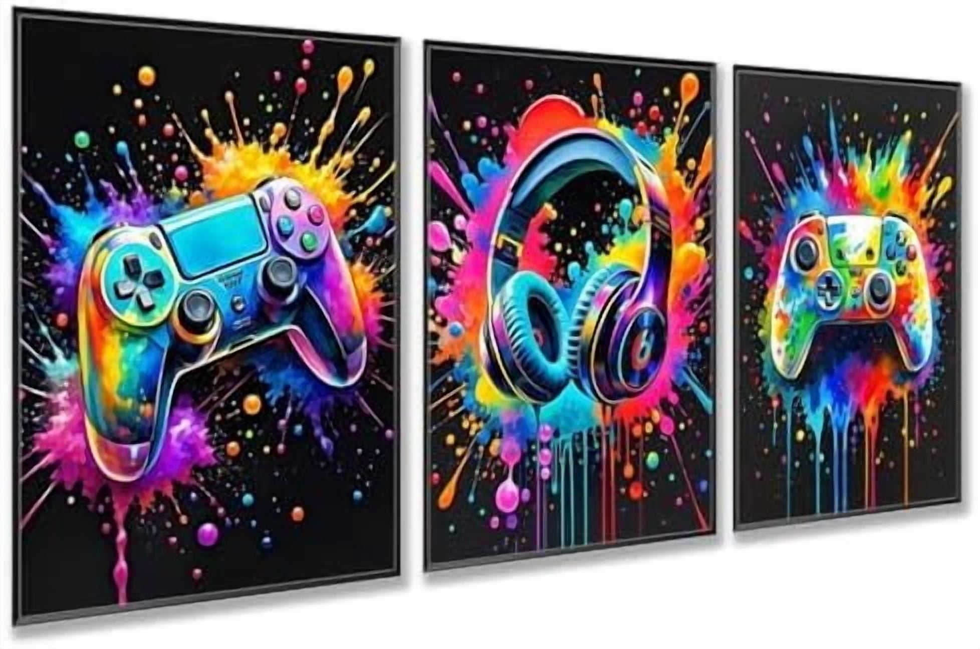 3 Pcs Gaming Room Wall Decor Game Wall Art Colorful Gaming Posters ...