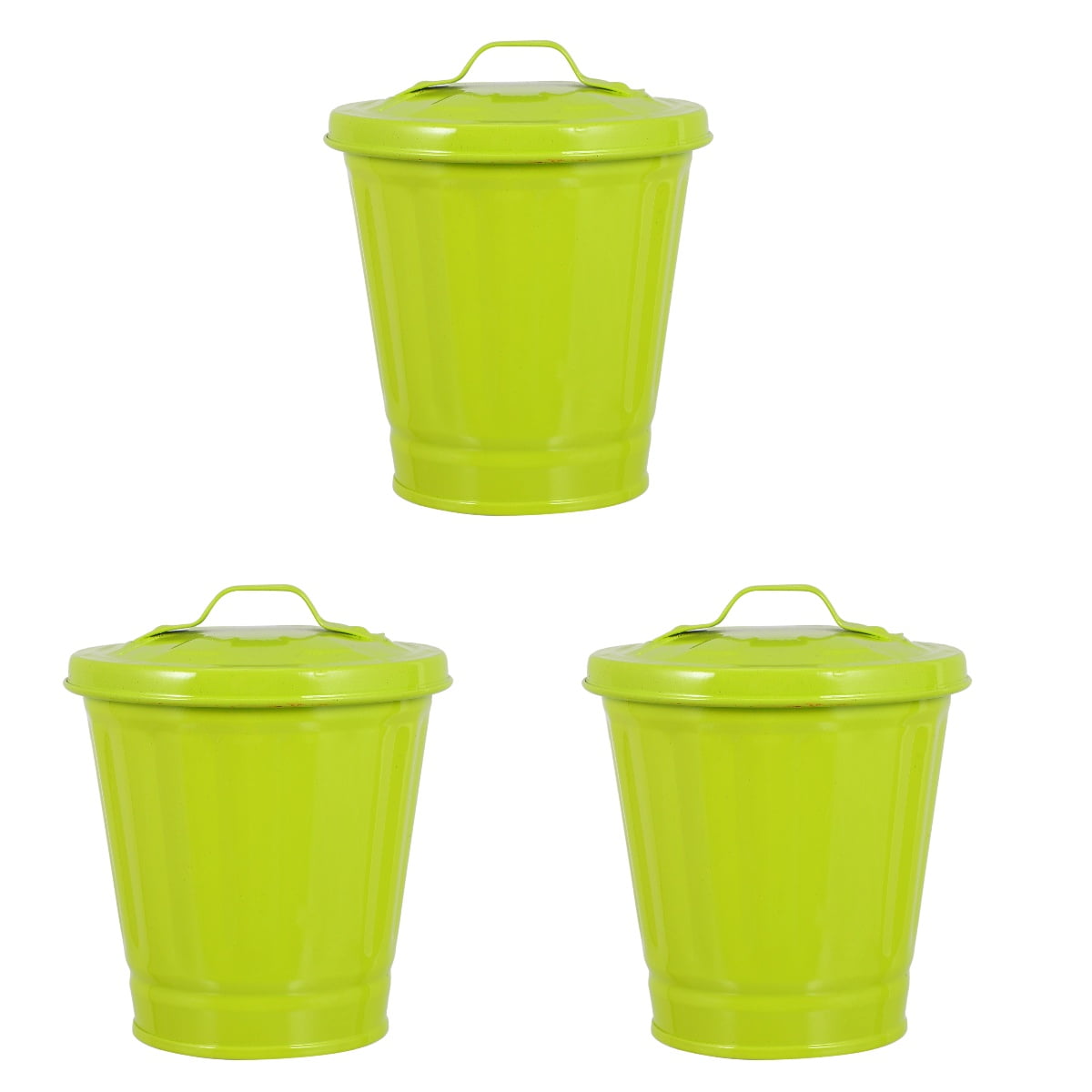 3 Pcs Garbage Can Small Trash with Lid Cans Basket Office Iron ...