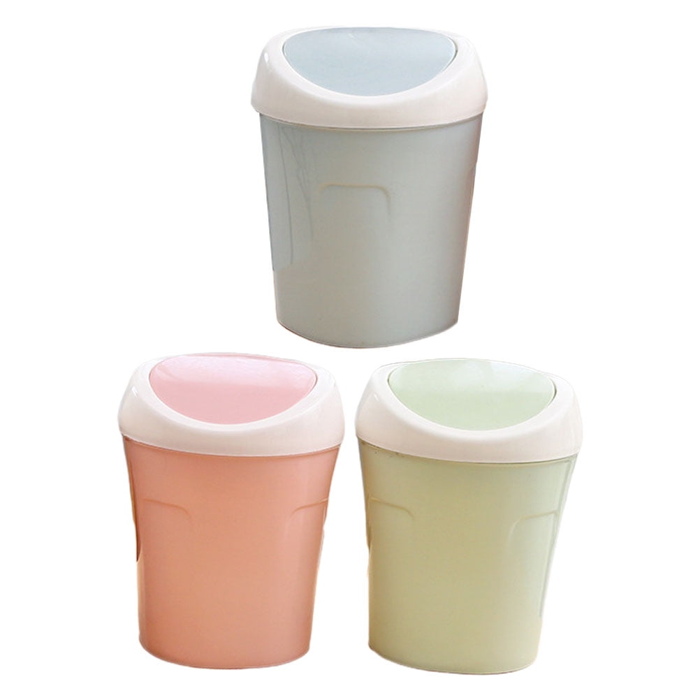3 Pcs Garbage Can Trash Can with Lid Waste Paper Basket Desk Trash Bin ...