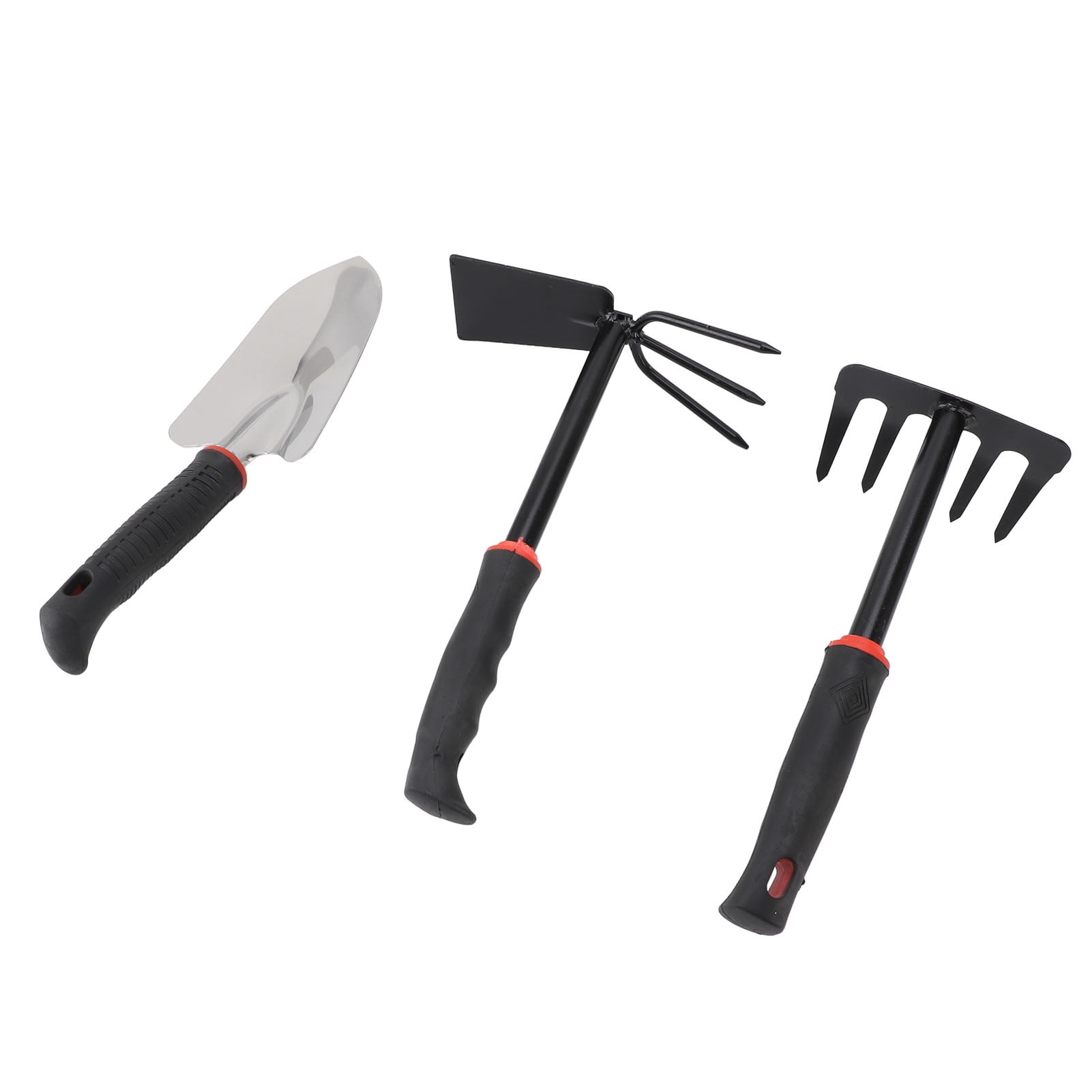 3 Pcs Garden Tool Set Iron Stainless Steel Five Teeth Rake Hoe Shovel ...