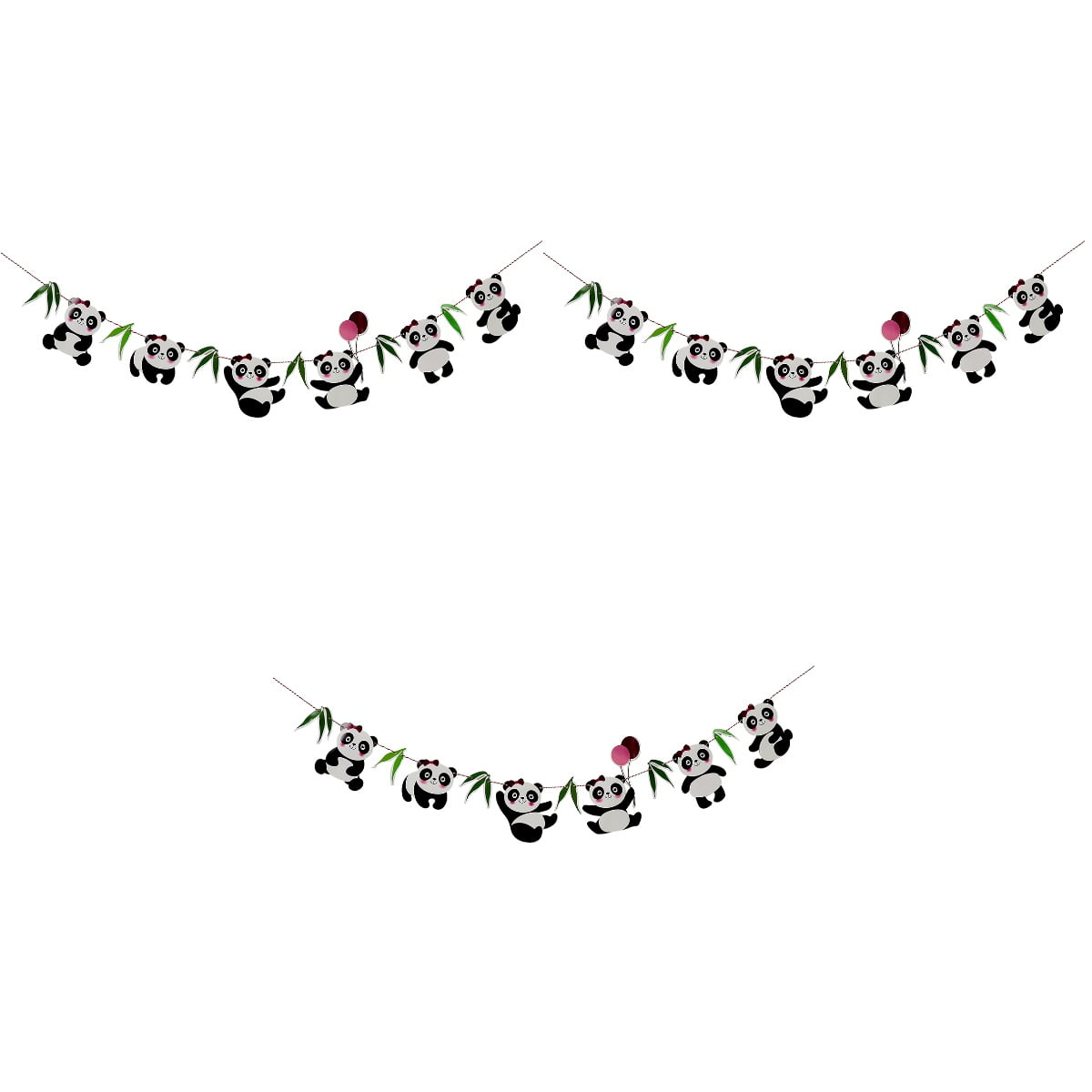 3 Pcs Giant Panda Banner Hanging Flag Banners Birthday Happy Pull The ...