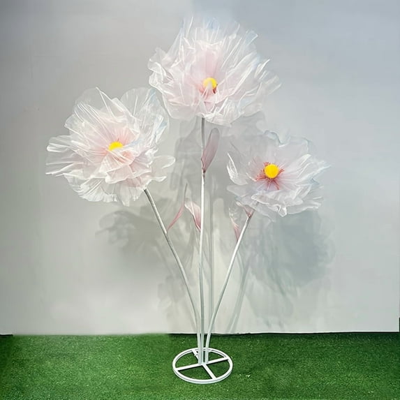3 Pcs Giant Poppy Artificial Fake Flowers Set with Base Branches ...