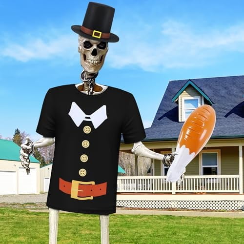 3 Pcs Giant Skeleton Thanksgiving Costume Set 12 ft Extra Large Pilgrim ...