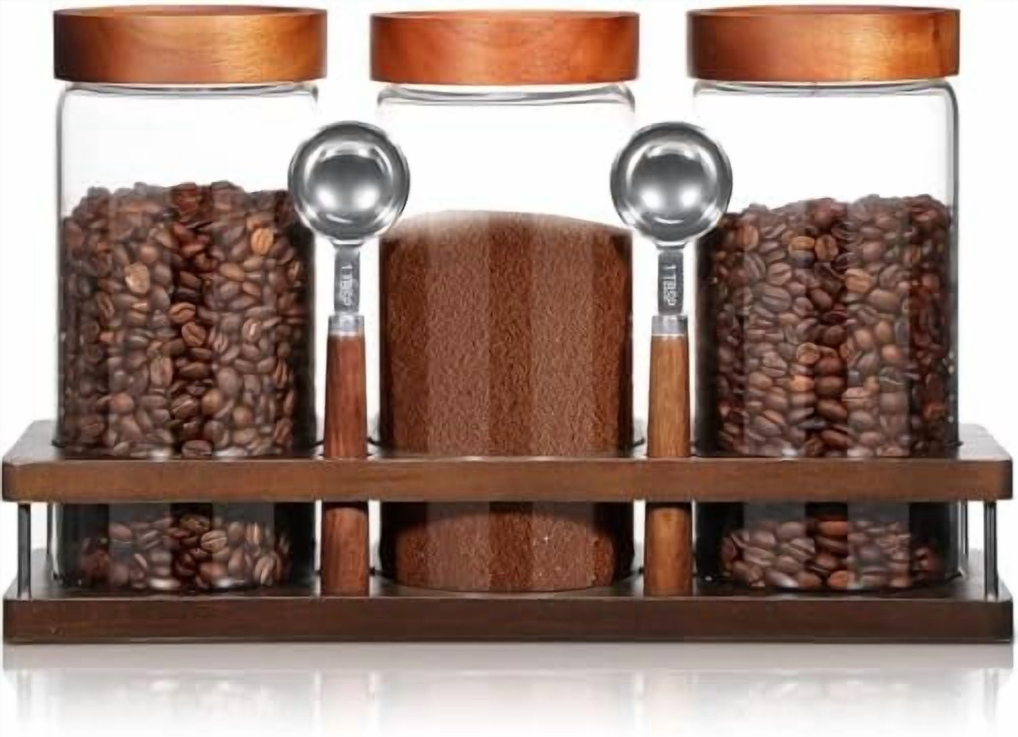 3 Pcs Glass Coffee Bean Containers 44 oz Airtight Airtight Coffee ...