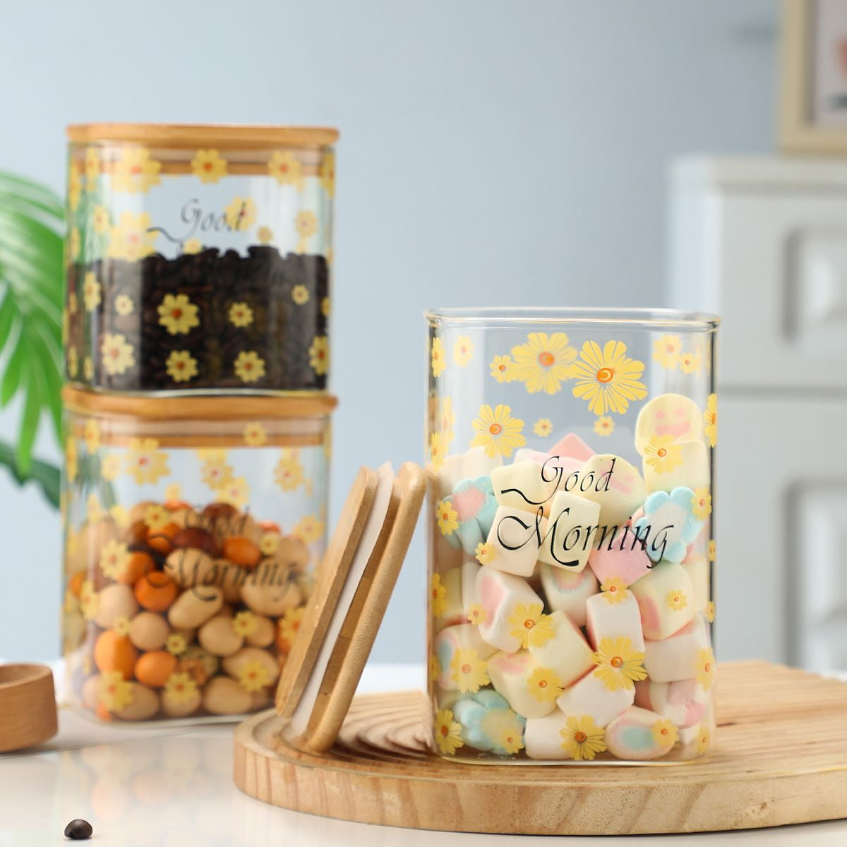 3 Pcs Glass Storage Cans Coffee Cans Candy Cans Snack Cans ...