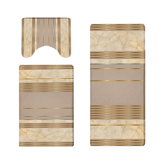 3 Pcs Gold Bathroom Floor Mat Set Rubber Super Absorbent Dry Washable ...