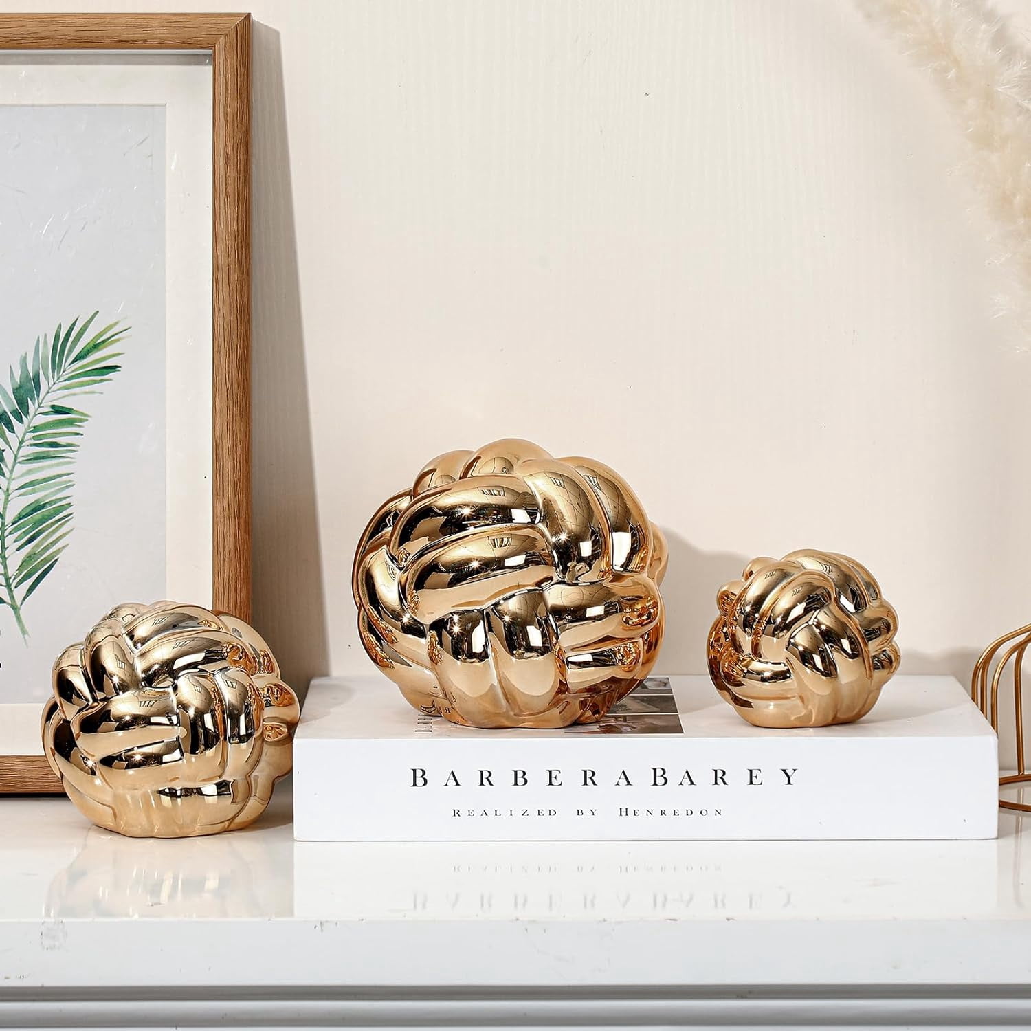 3 Pcs Gold Knot Decor, Link Coffee Table Bookshelf Decor Accents ...